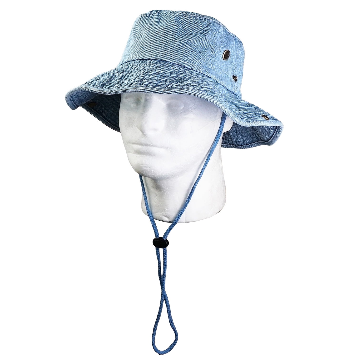 Wide Brim Hiking Fishing Safari Boonie Bucket Hats 100% Cotton UV Sun ...