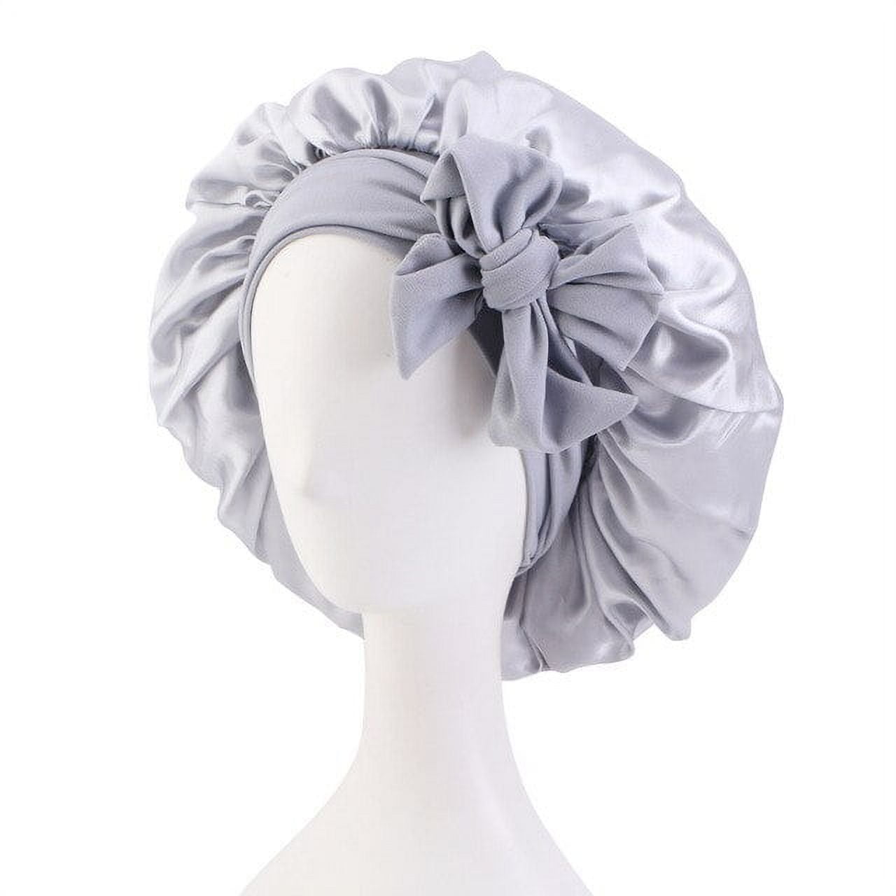 Wide Brim Satin Bonnet Silk Night Sleeping Cap Long Satin Bonnet Head ...