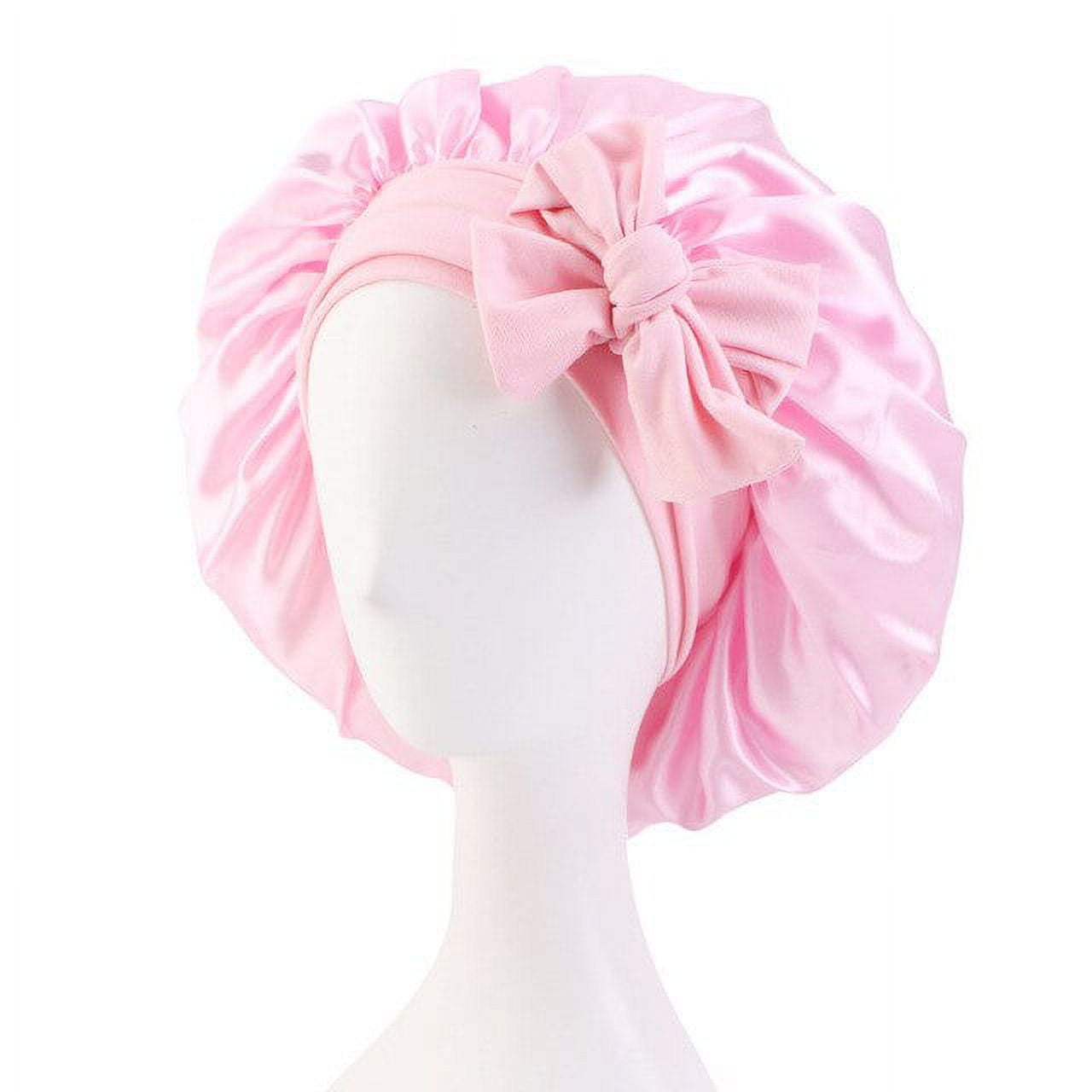 Wide Brim Satin Bonnet Silk Night Sleeping Cap Long Satin Bonnet Head ...