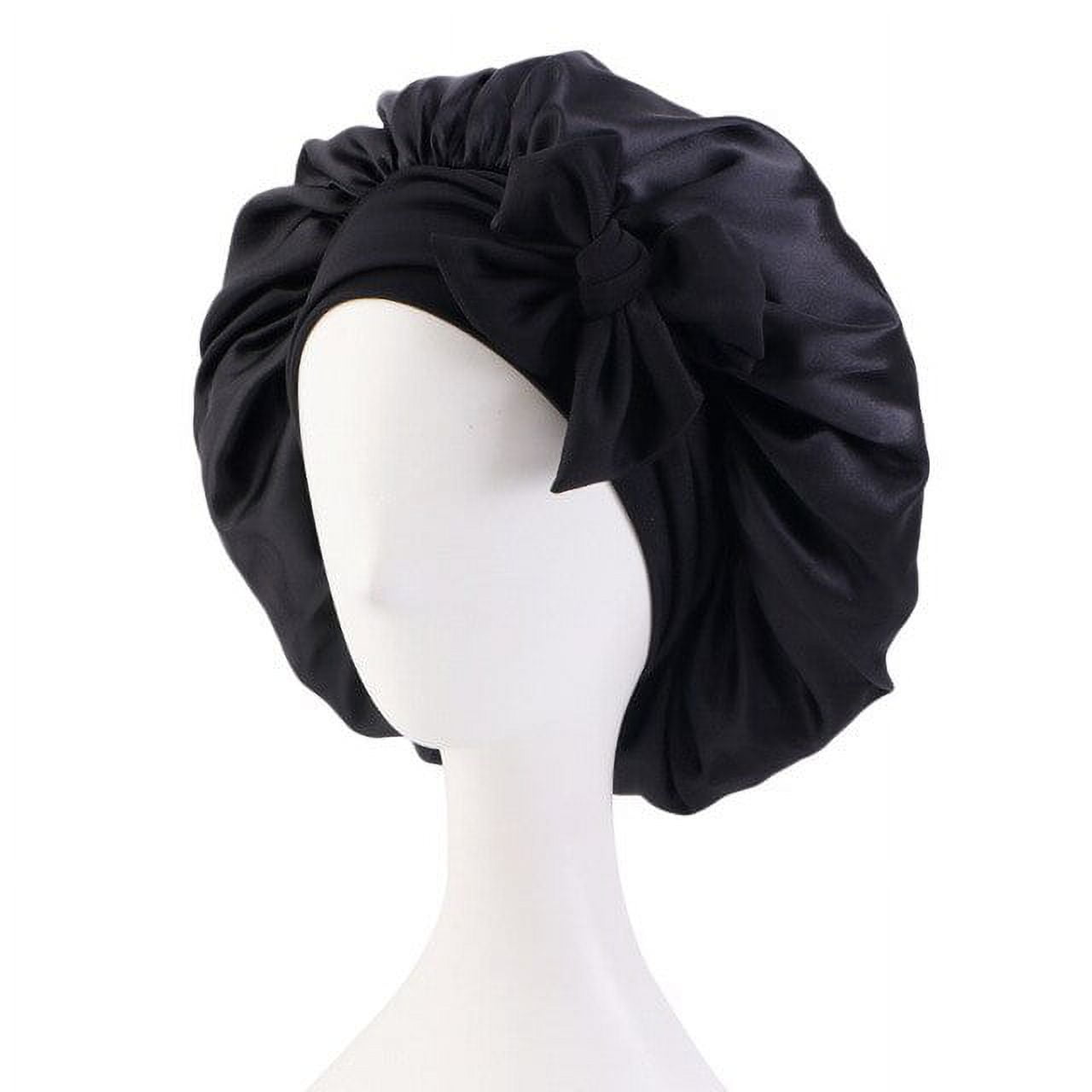 Wide Brim Satin Bonnet Silk Night Sleeping Cap Long Satin Bonnet Head ...