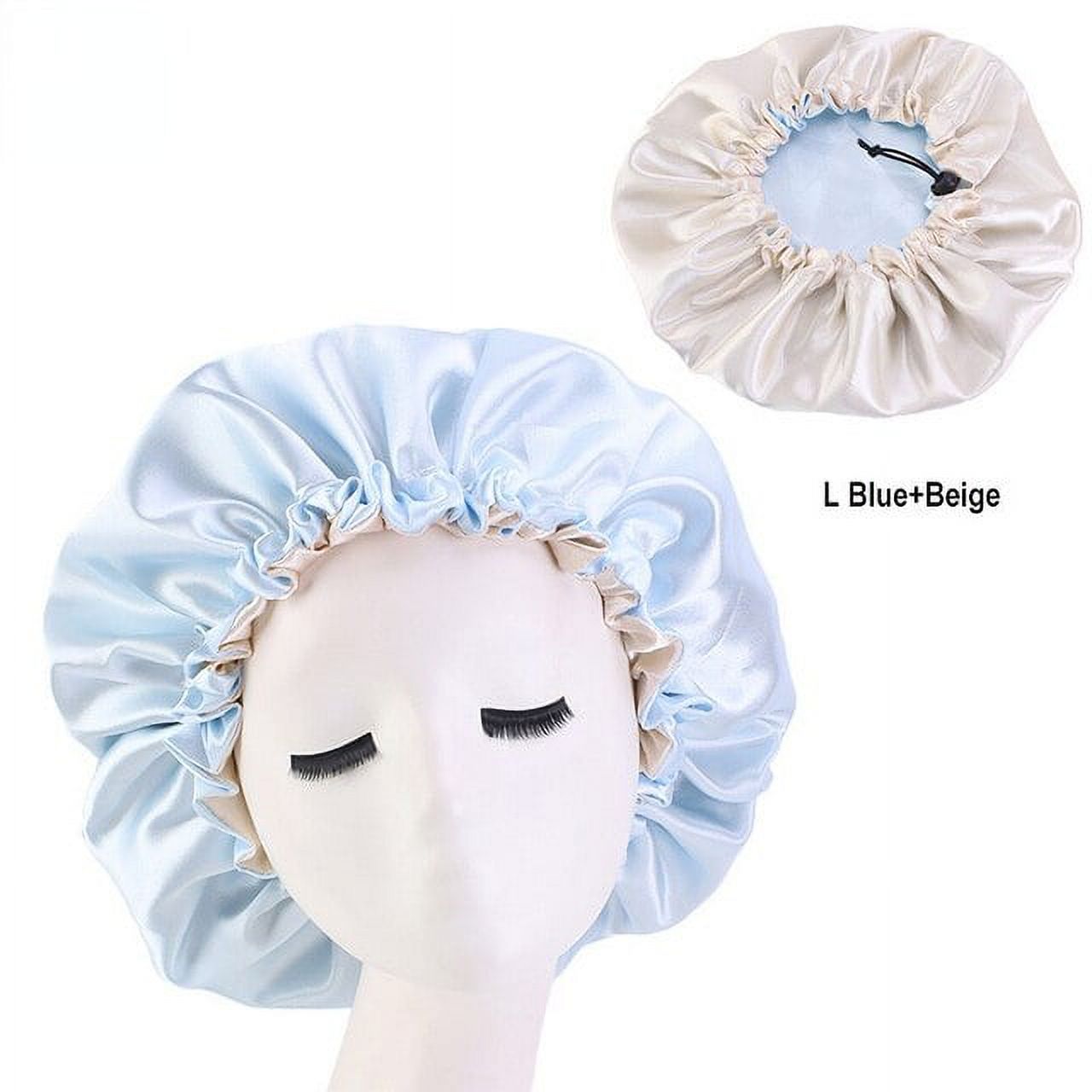 Wide Brim Satin Bonnet Silk Night Sleeping Cap Long Satin Bonnet Head ...