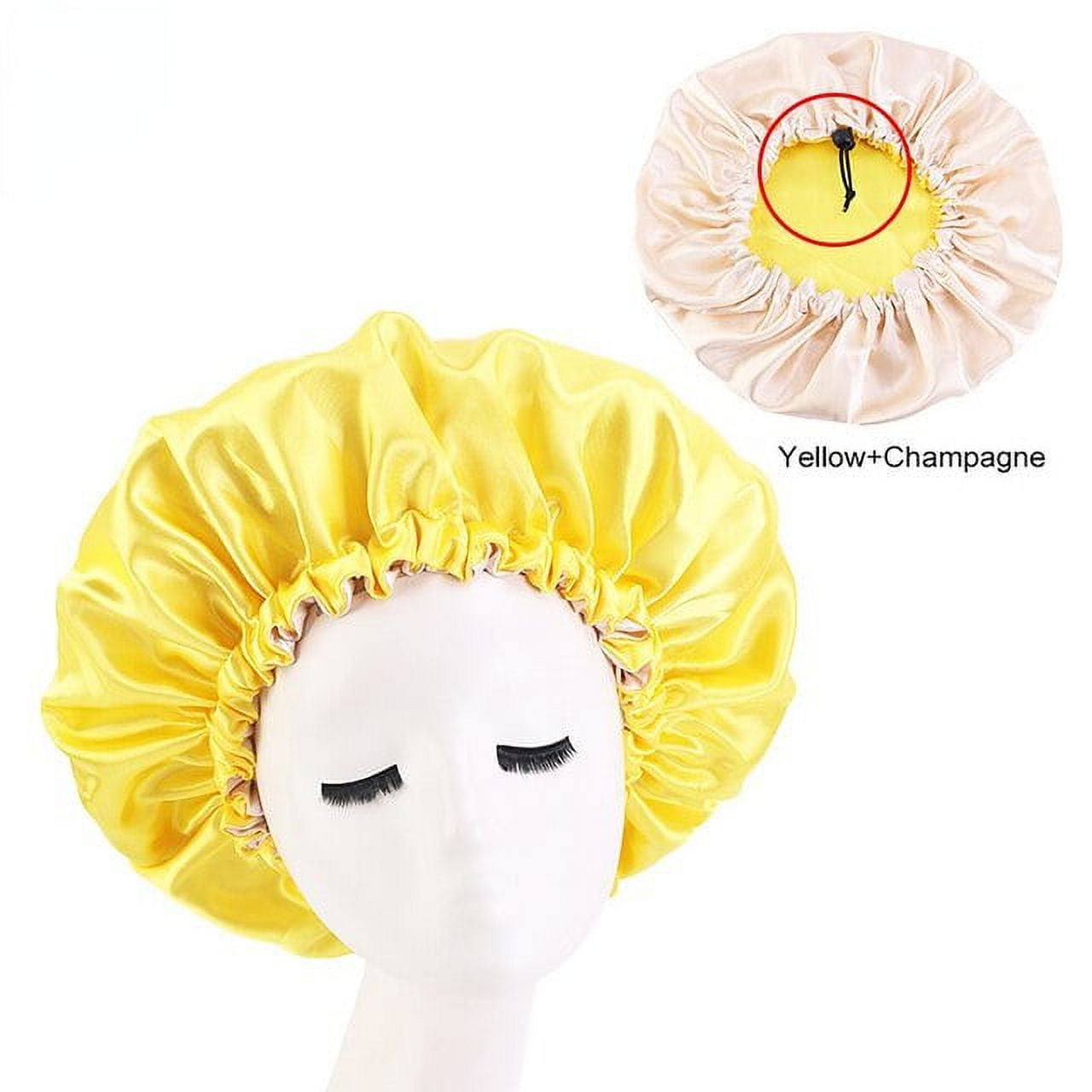 Wide Brim Satin Bonnet Silk Night Sleeping Cap Long Satin Bonnet Head ...
