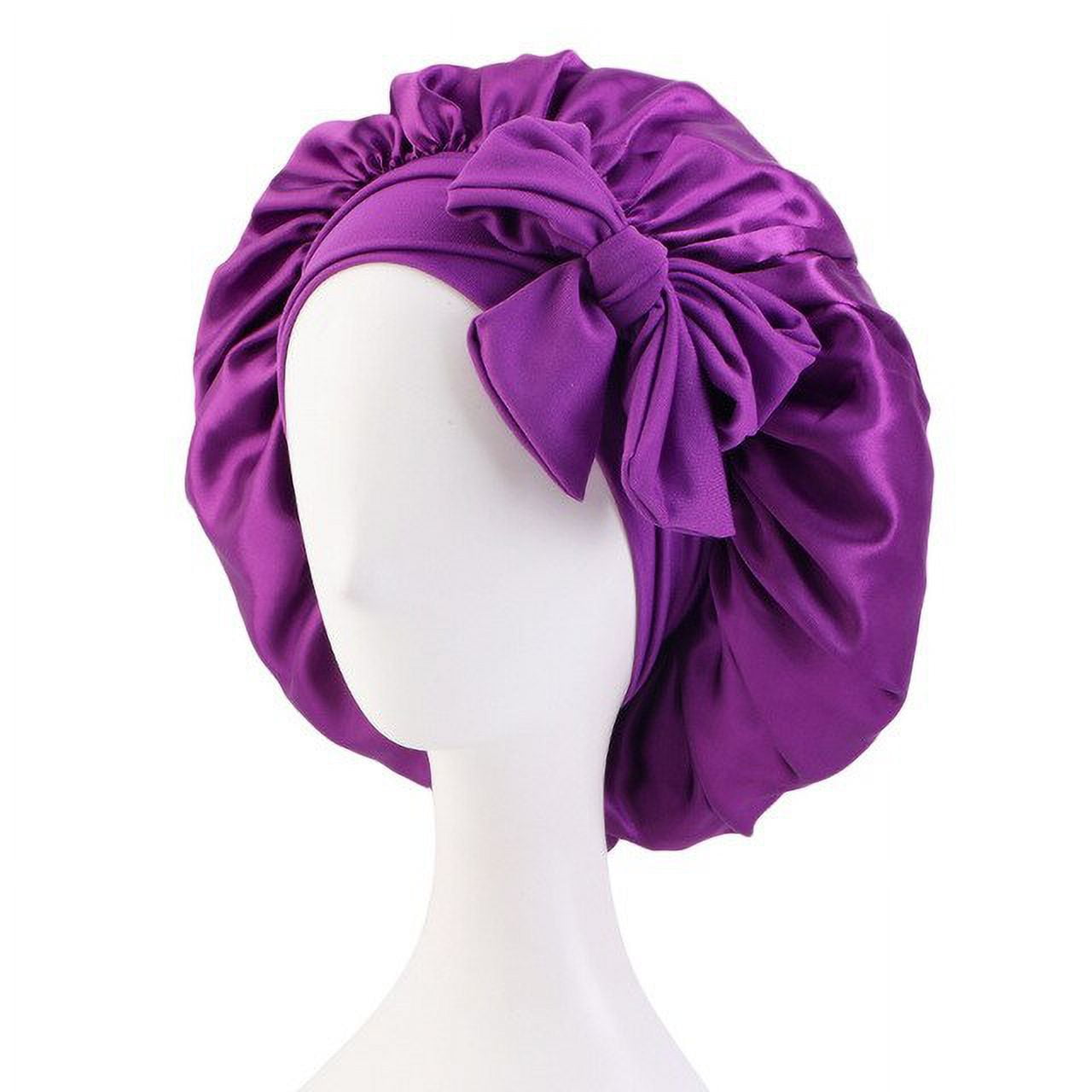 Wide Brim Satin Bonnet Silk Night Sleeping Cap Long Satin Bonnet Head ...