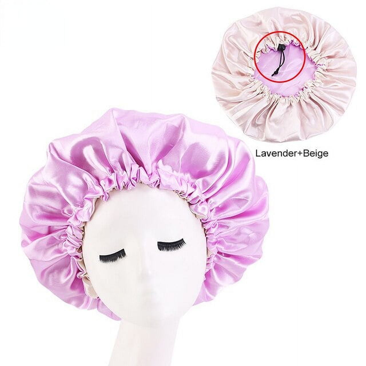 Wide Brim Satin Bonnet Silk Night Sleeping Cap Long Satin Bonnet Head ...
