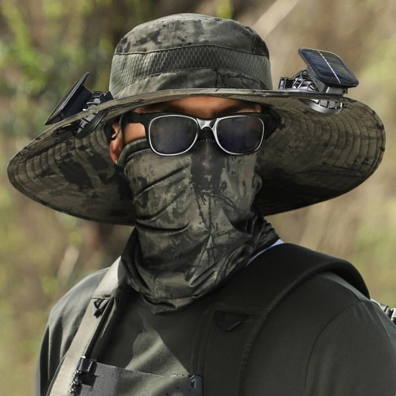 Wide Brim Solar Dual Fan Cap, Solar Cap With Fan, Solar Charging And ...