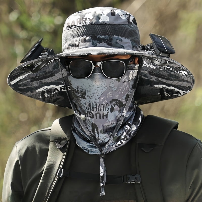 Wide Brim Solar Dual Fan Cap, Solar Cap With Fan, Solar Charging And ...