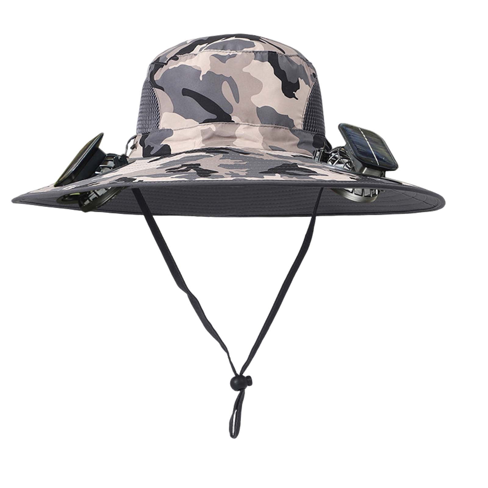 Wide Brim Solar Fan Hat,Fishing Hat with 2 Solar Fan, 3 Speed Solar ...