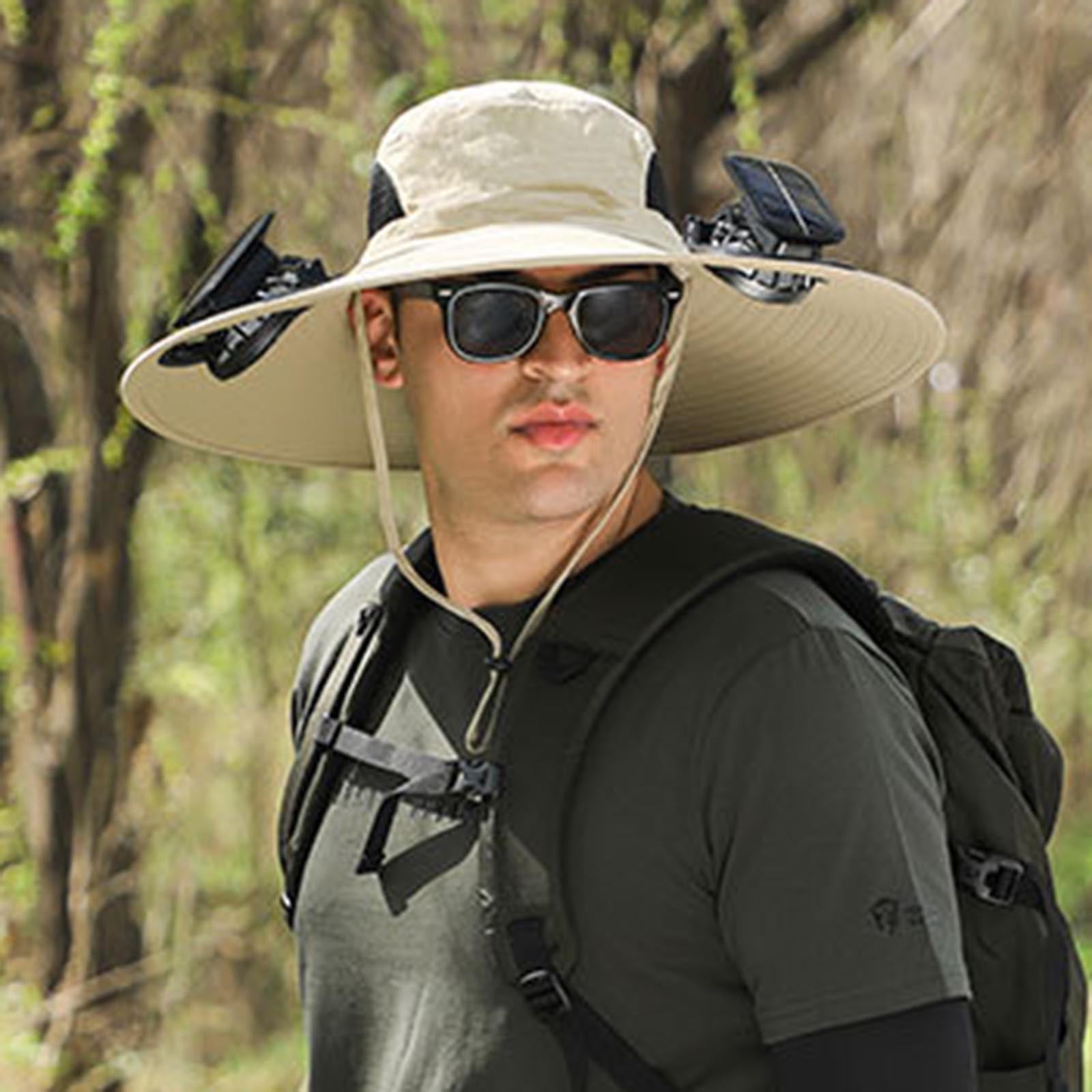 Wide Brim Solar Fan Hat,Fishing Hat with 2 Solar Fan, 3 Speed Solar ...