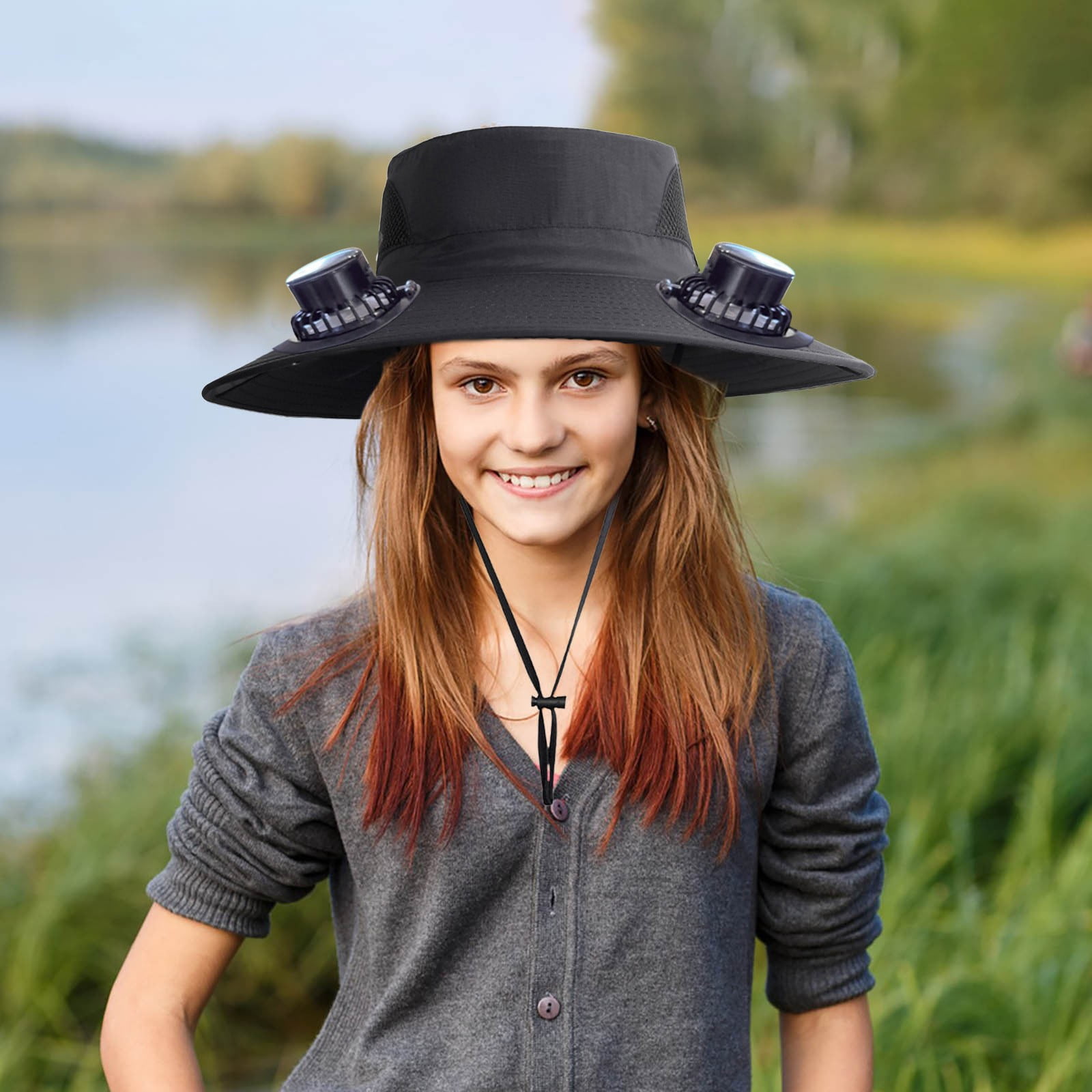 Wide Brim Solar Fan Hat,Hat With Fans Solar Power For Men Women, Solar ...