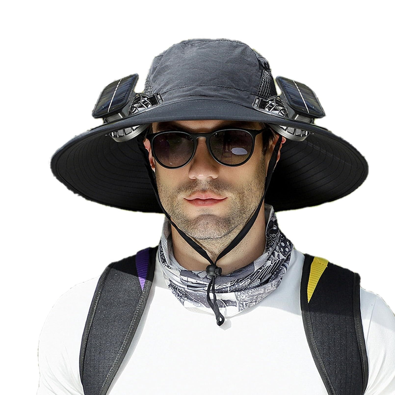 Wide Brim Solar Fan Hat, Hat with 2 Solar Power Fan, Bucket Hats for ...