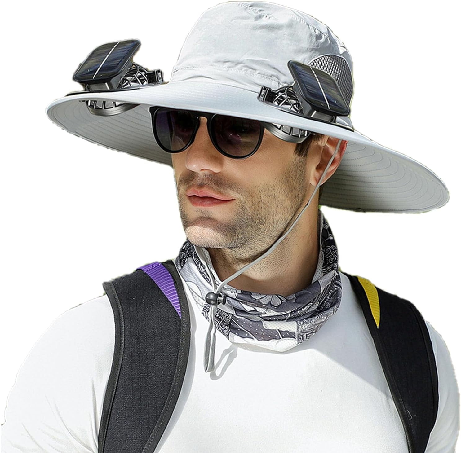 Wide Brim Solar Fan Hat, Hat with Solar Power Fan, Bucket Hats for Men ...