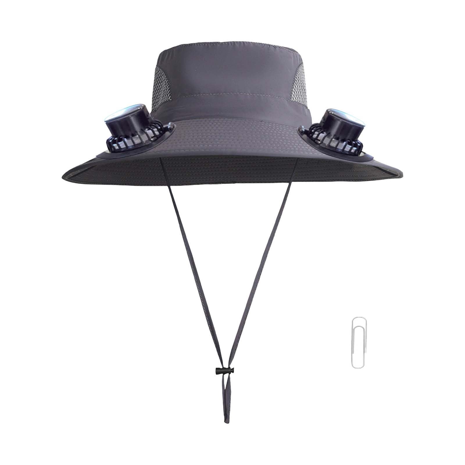 Wide Brim Solar Fan Hat Outdoor Fishing Hat, Sun Hat with 2 Solar ...