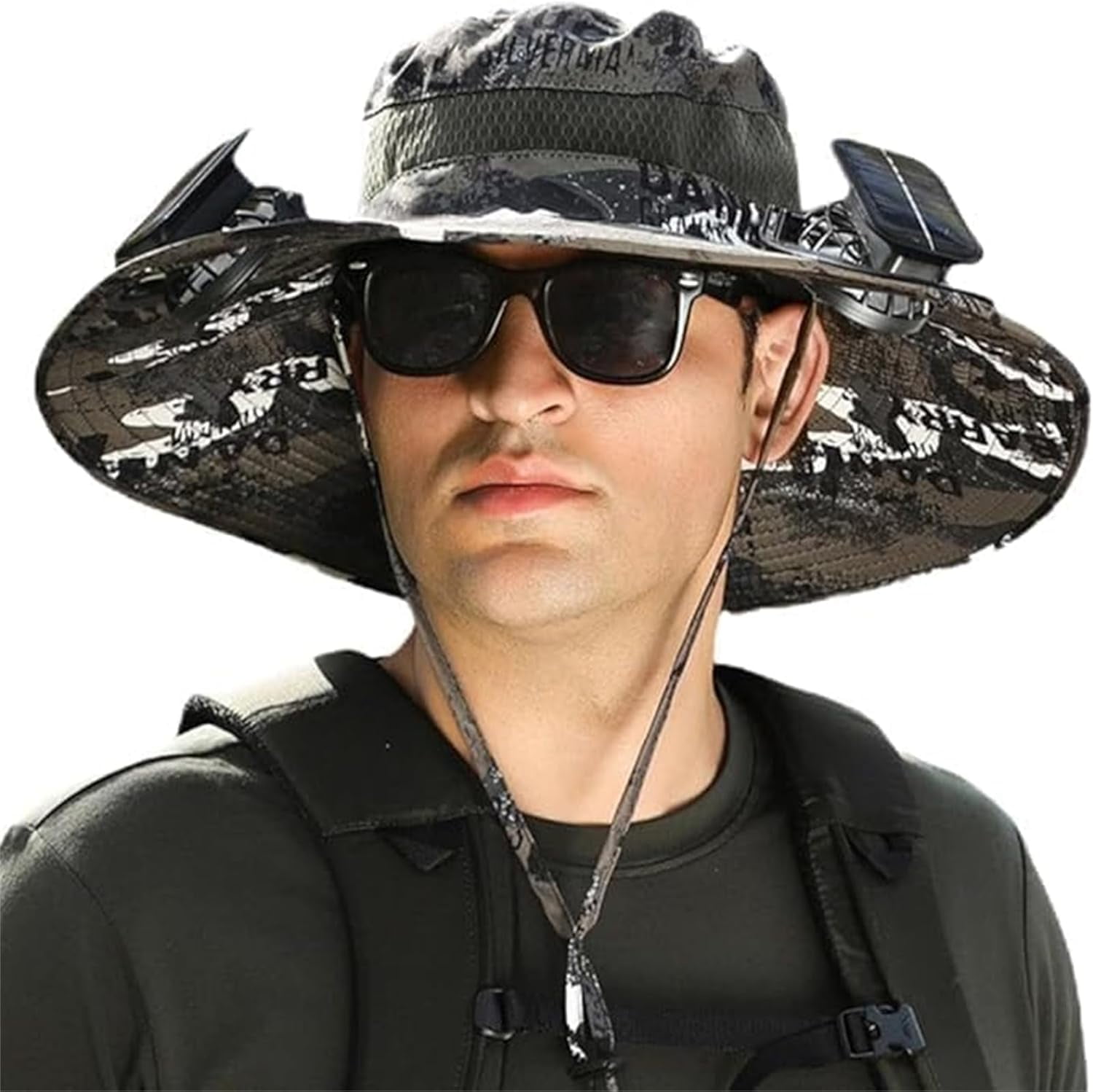 Wide Brim Solar Fan Hat Outdoor Fishing Hat with Fan Built in Sombrero ...