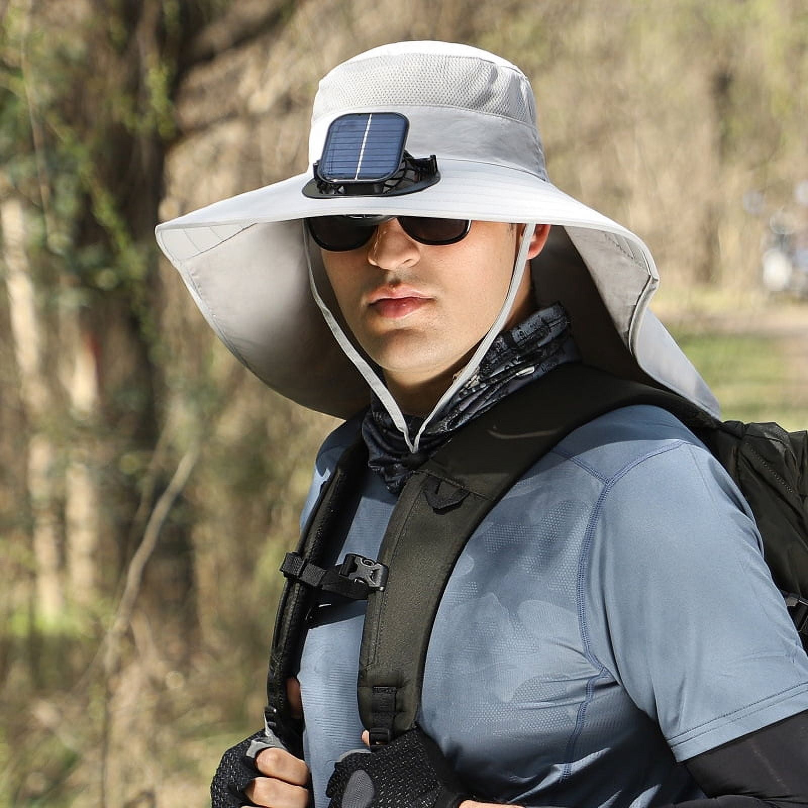 Wide Brim Solar Fan Hat Outdoor Sun Hat with 1 Solar Fan Fishing Hat ...