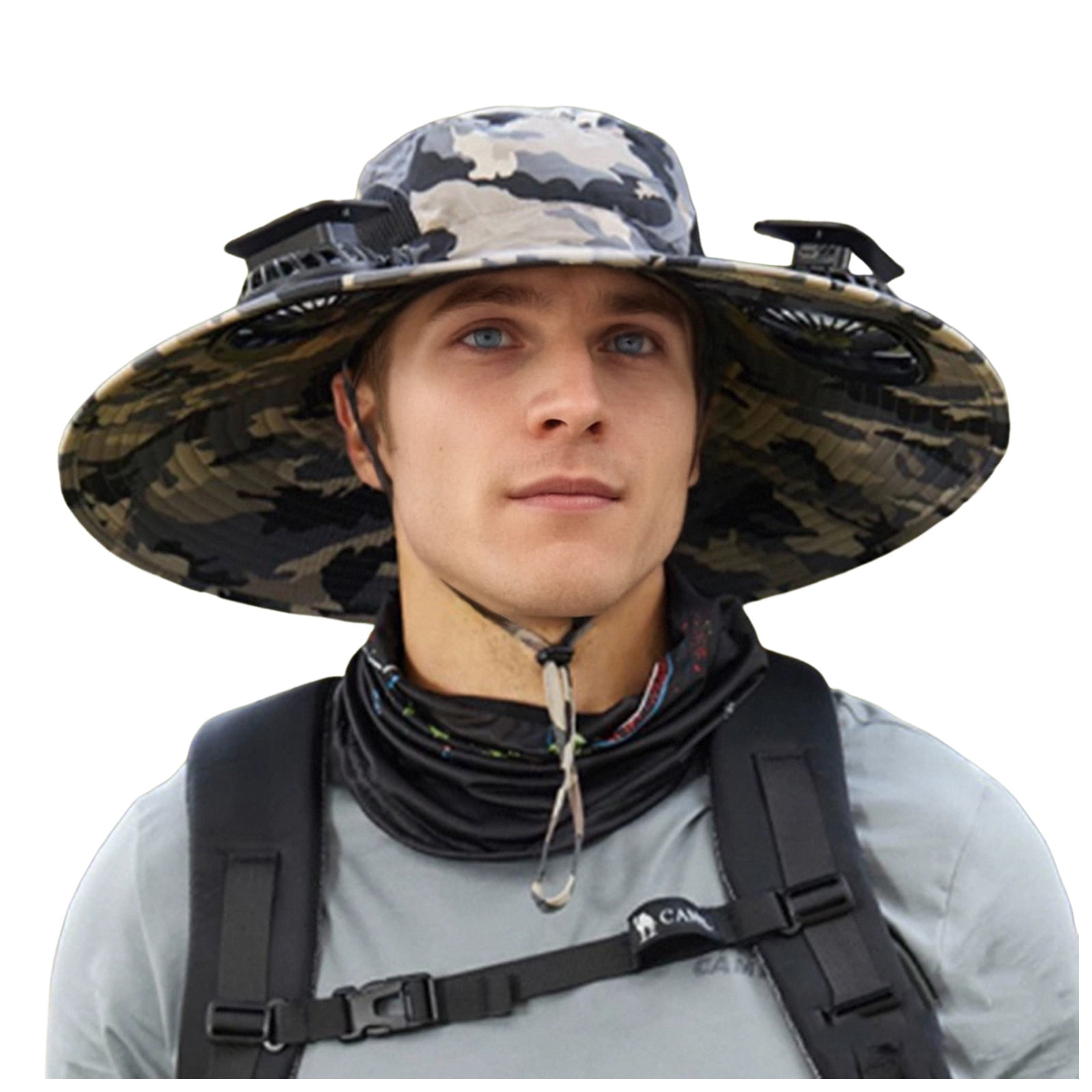 Wide Brim Solar Fan Hat Outdoor Wide Brim Sun Hat With 2 Solar Fan ...