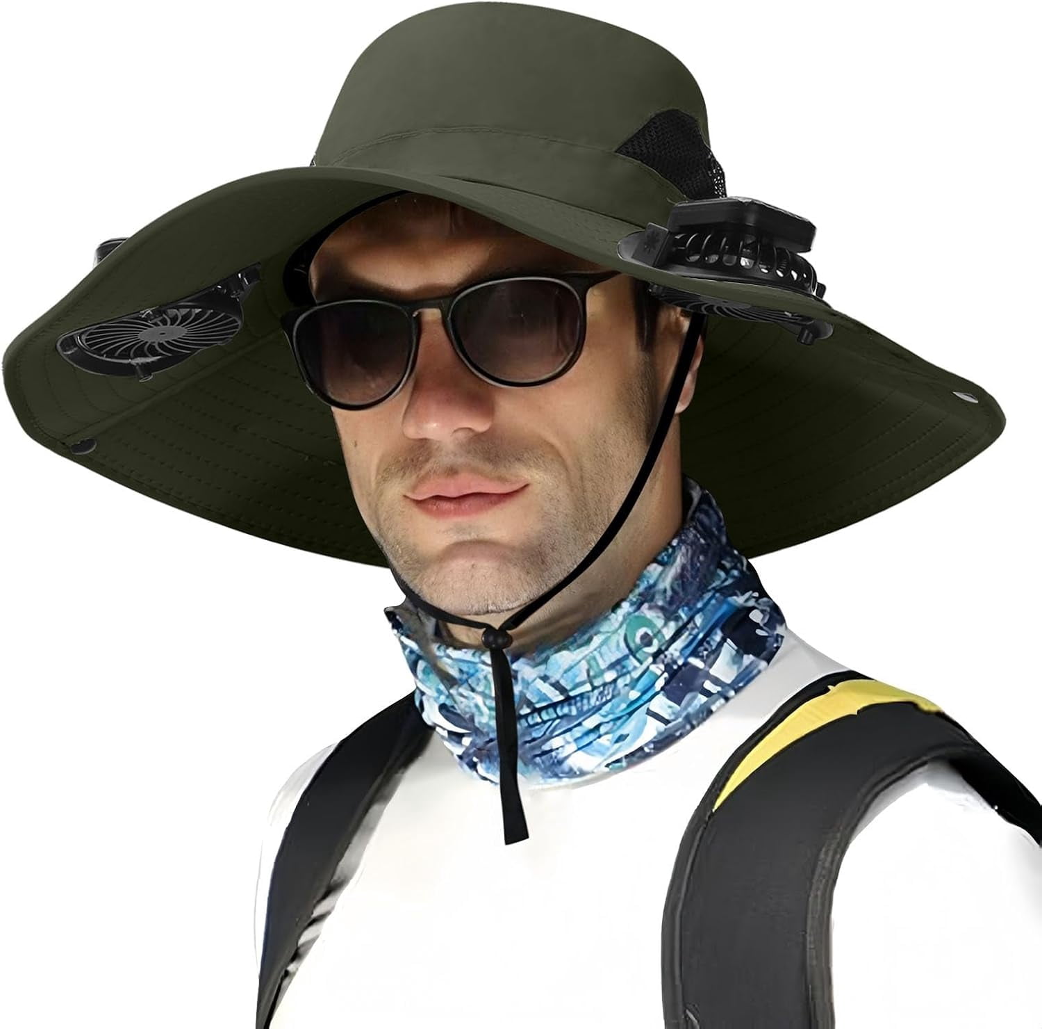 Wide Brim Solar Fan Hat Outdoor Wide Brim Sun Hat with 2 Solar Fan ...