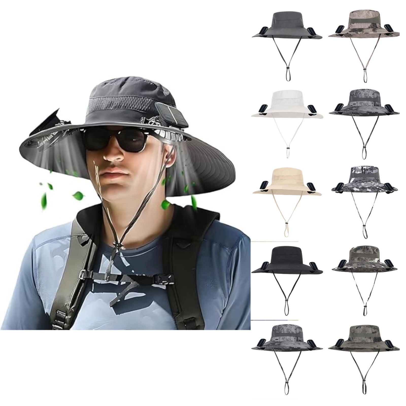 Wide Brim Solar Fan Hat Solar Fan Hats for Men Outdoor Fishing Hat with ...