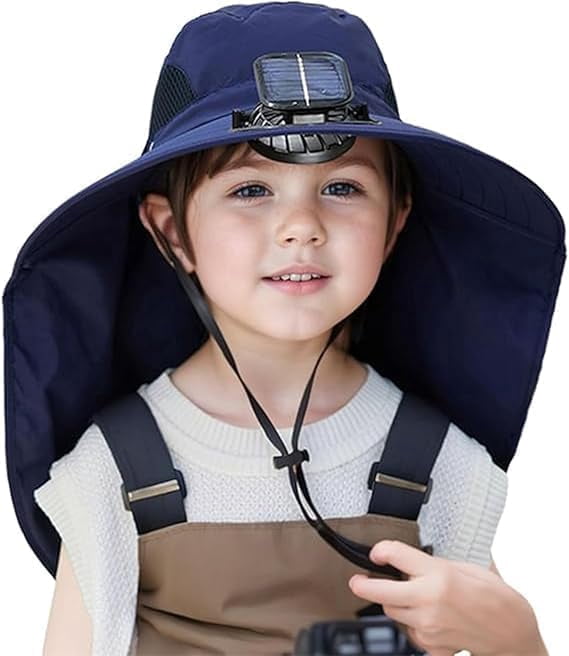 Wide Brim Solar Fan Hat for Kids, Sun Hat with Solar Fan for Children ...