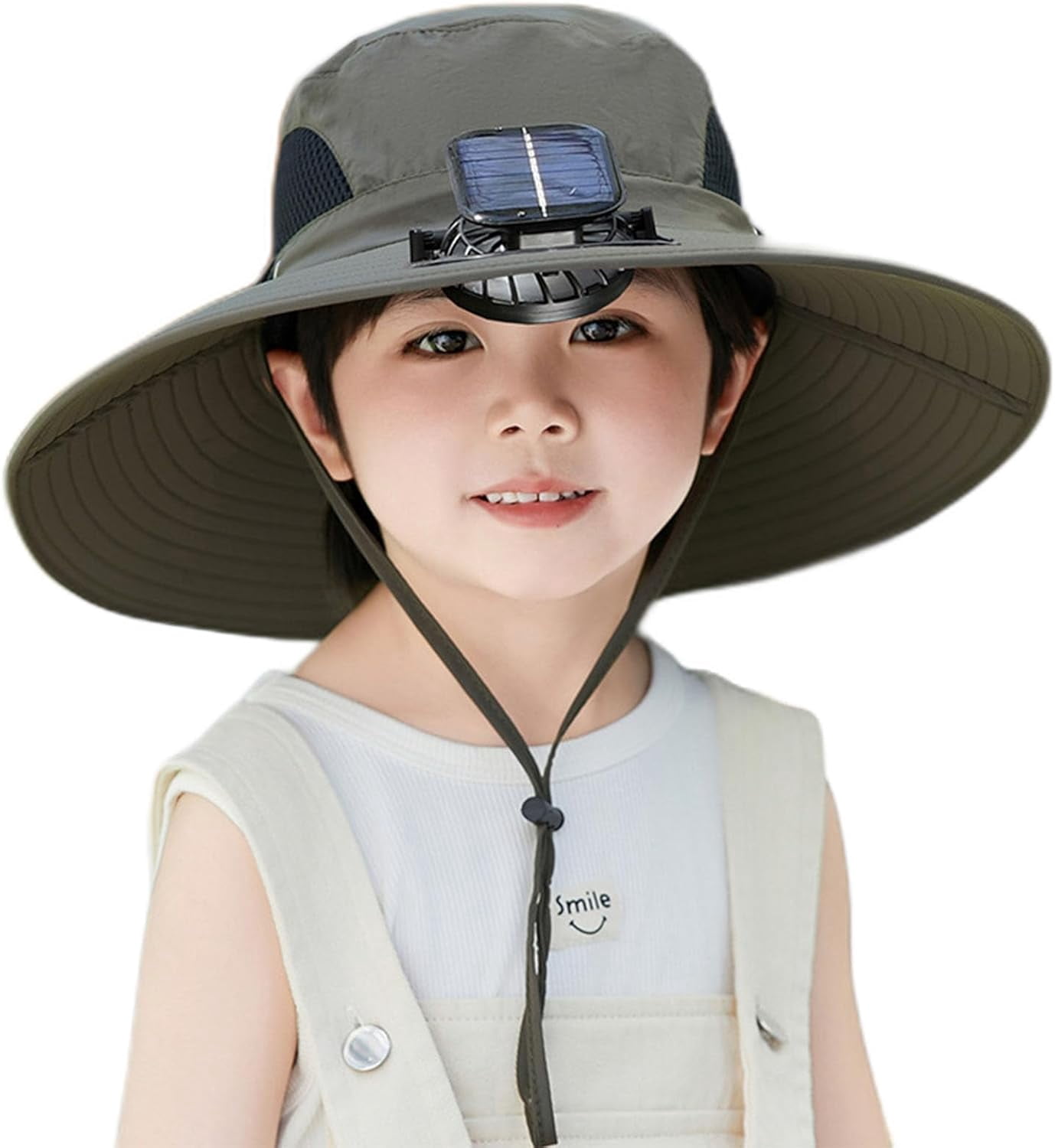 Wide Brim Solar Fan Hat for Kids, Sun Hat with Solar Fan for Children ...