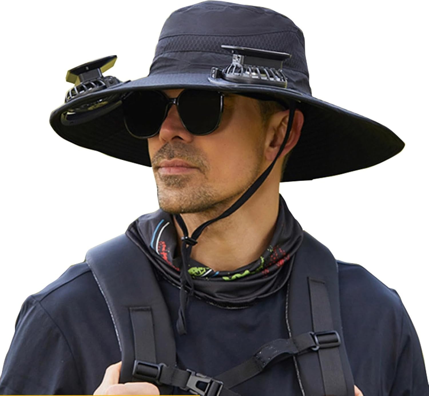Wide Brim Solar Fan Hat for Men Women, Hat with Fans Solar Power ...