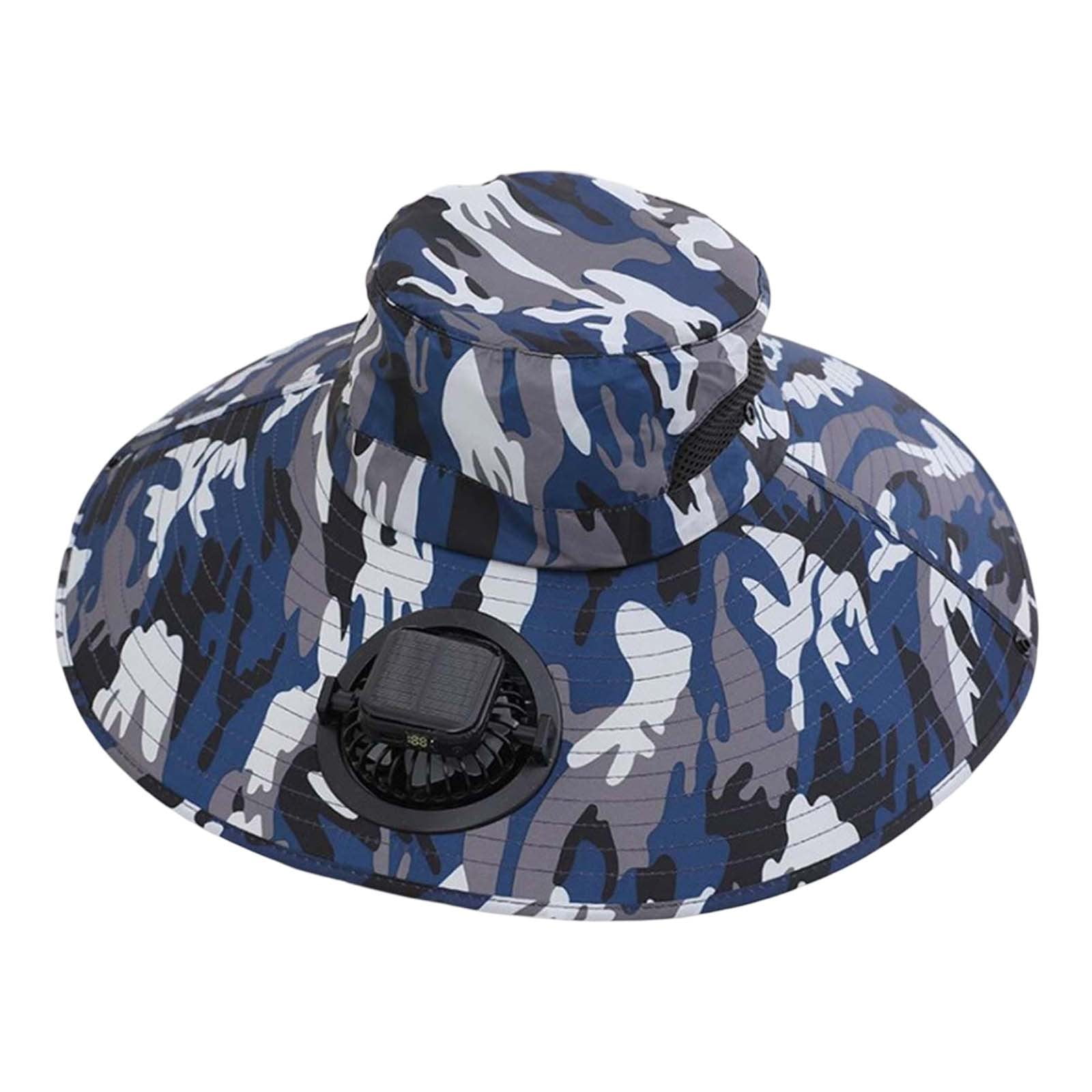 Wide Brim Solar Fan Outdoor Fishing Hat, 1 Solar Fan Hats for Men, USB ...
