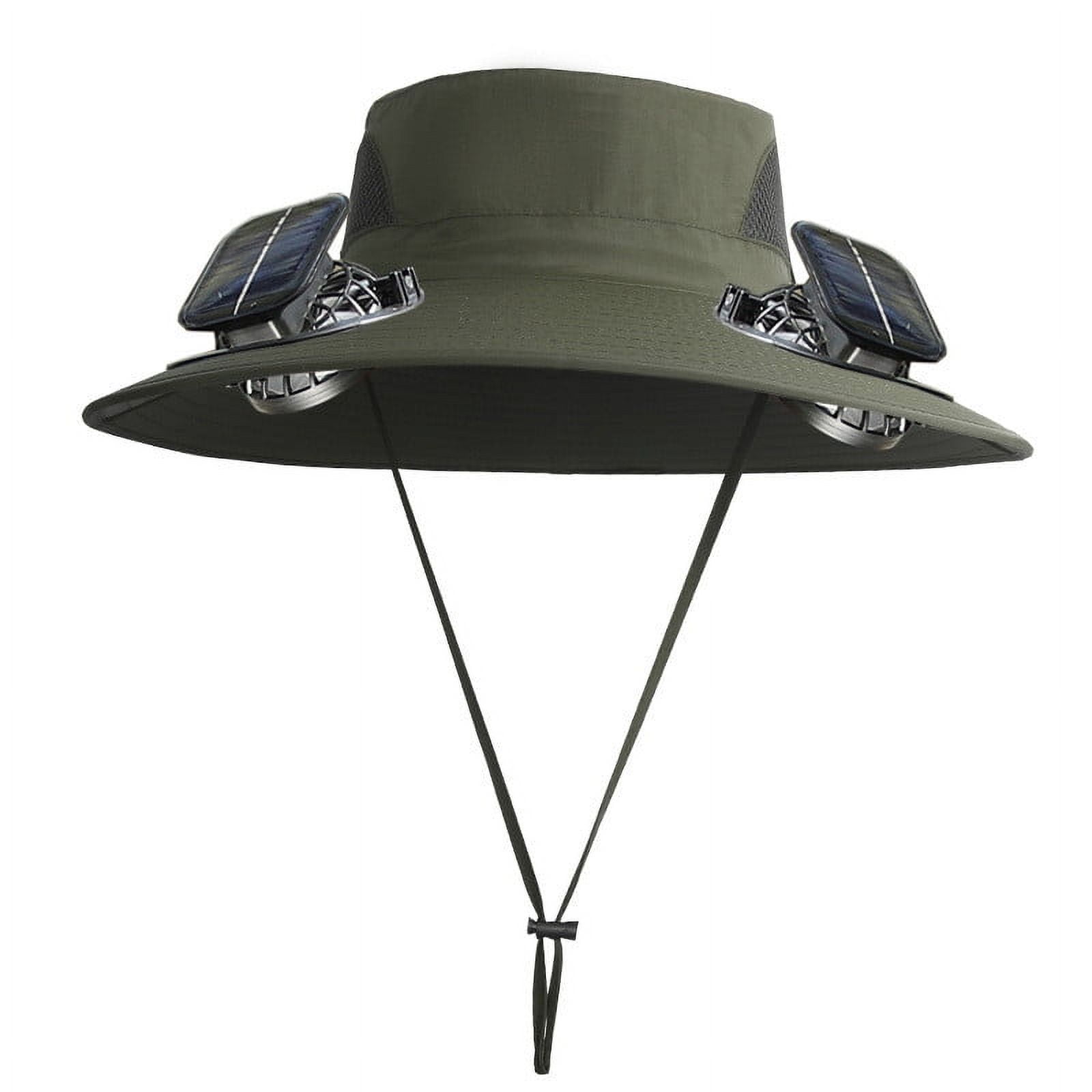 Wide Brim Solar Fan Outdoor Hat with 3 Speed Adjustable Fans USB and ...