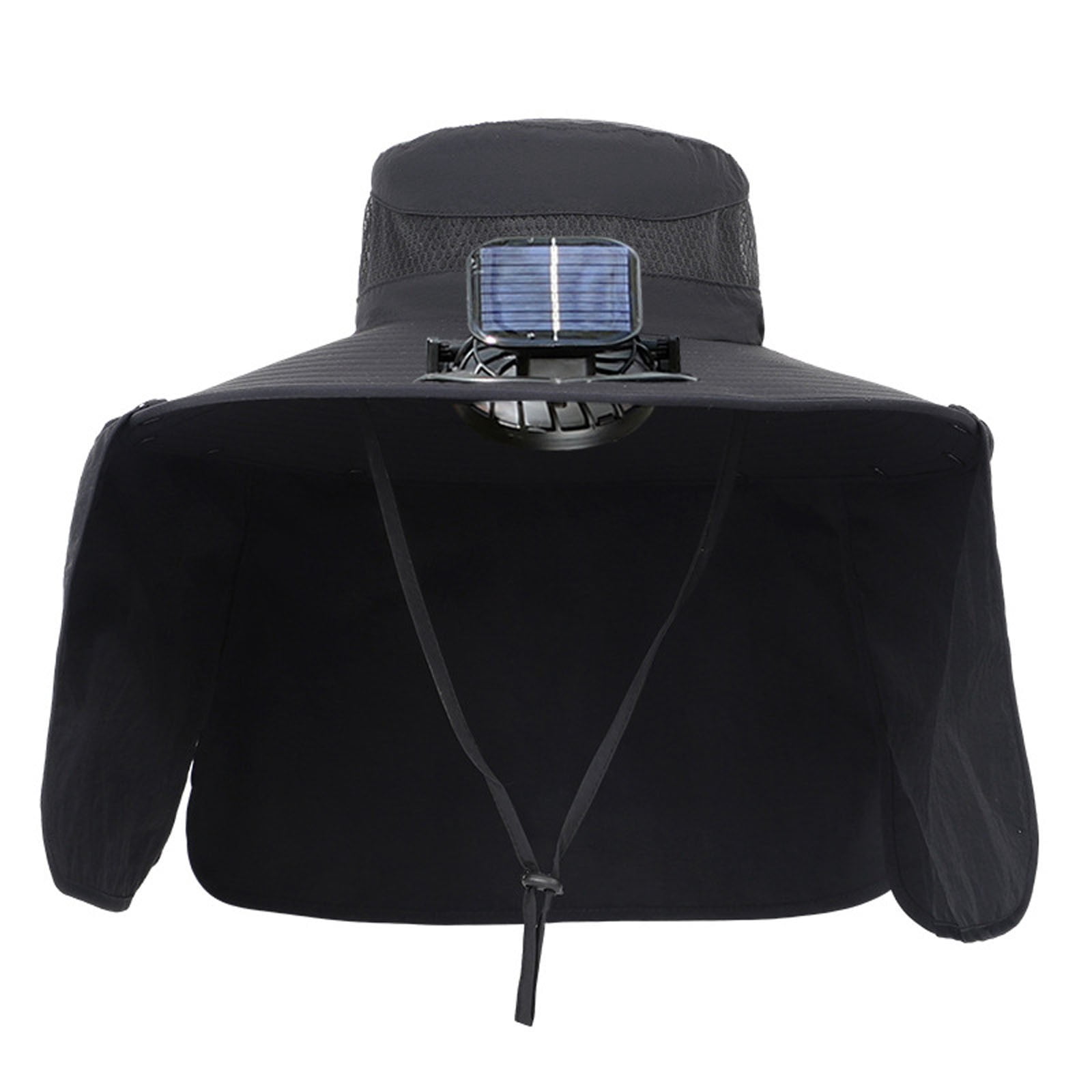 Wide Brim Solar Powered Fan Hat For Men USB & Solar Energy Cap With UPF ...