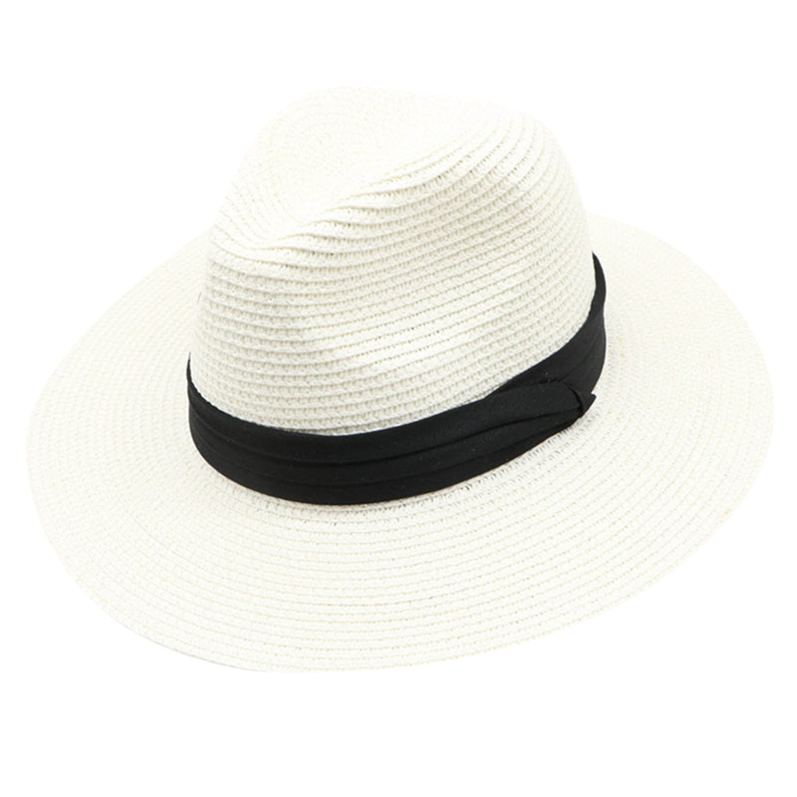 Wide Brim Straw Panama Hat Fedora Summer Beach Sun Hat Upf Straw Hat