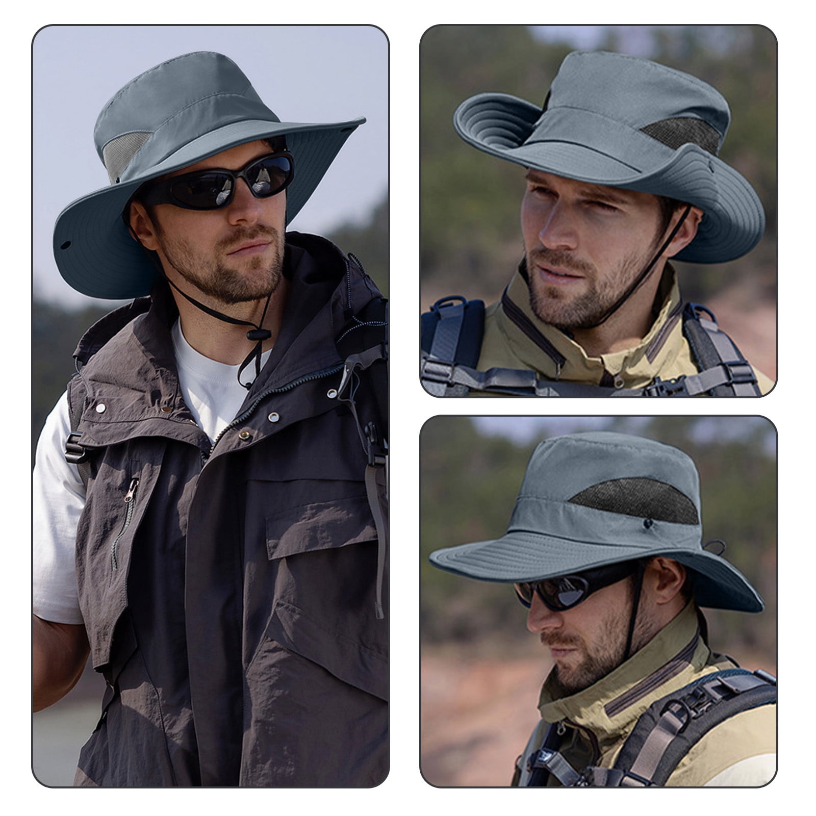 Wide Brim Sun Hat, UV Protection Waterproof Packable Bucket Hat for Men ...