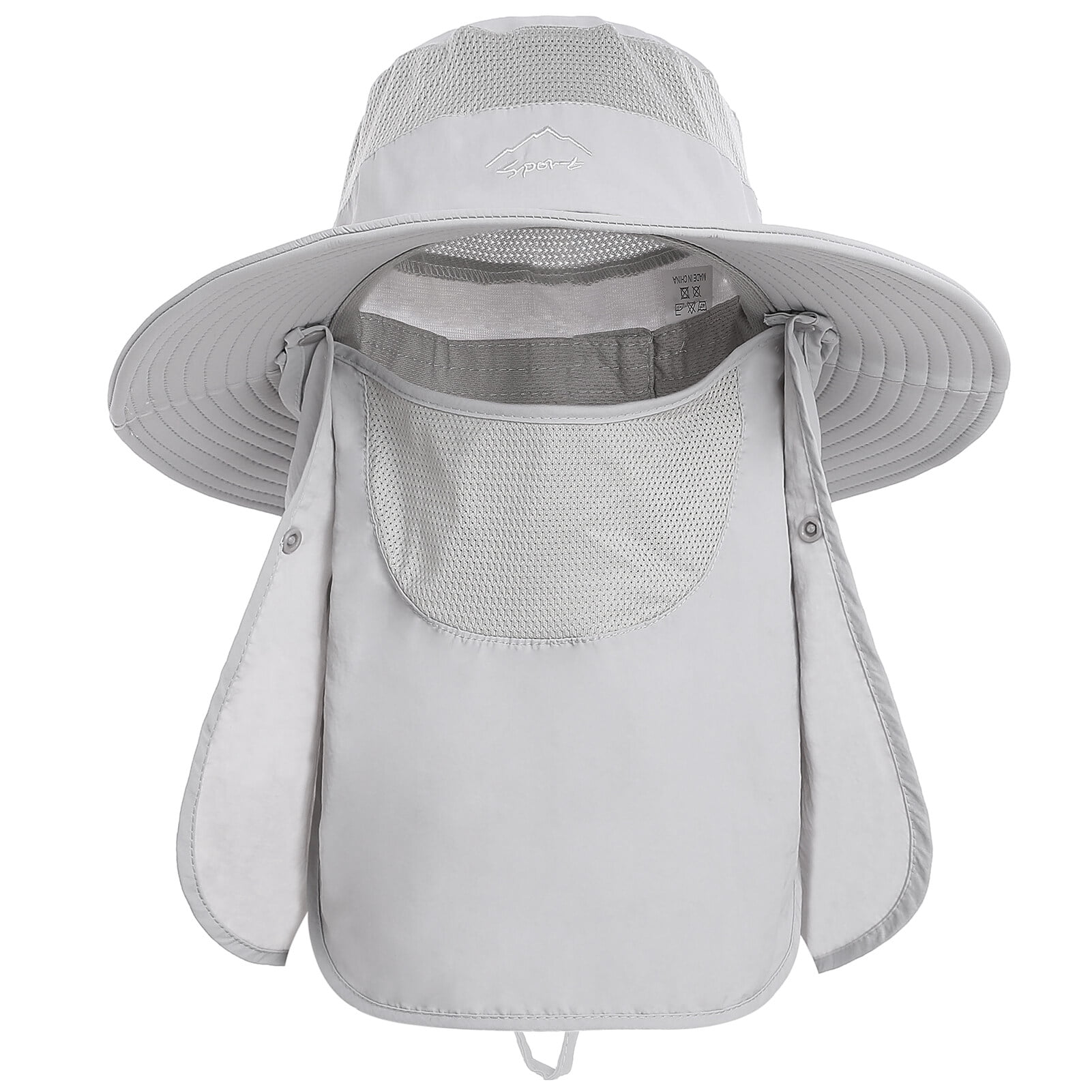 Wide Brim Sun Hat with Detachable Neck Flap and Face Cover Men Women ...