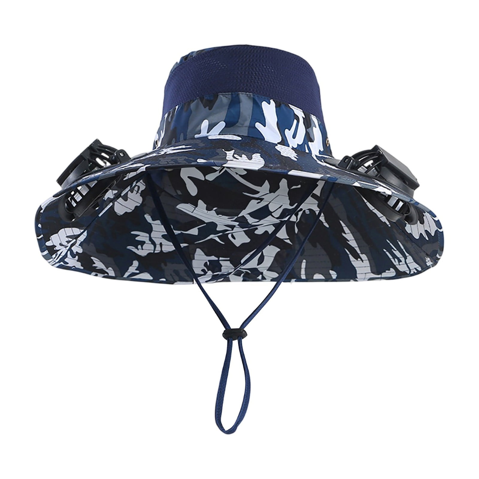 Wide Brim Sun Hat with Dual Fans, Adjustable UV Protection Cap for ...