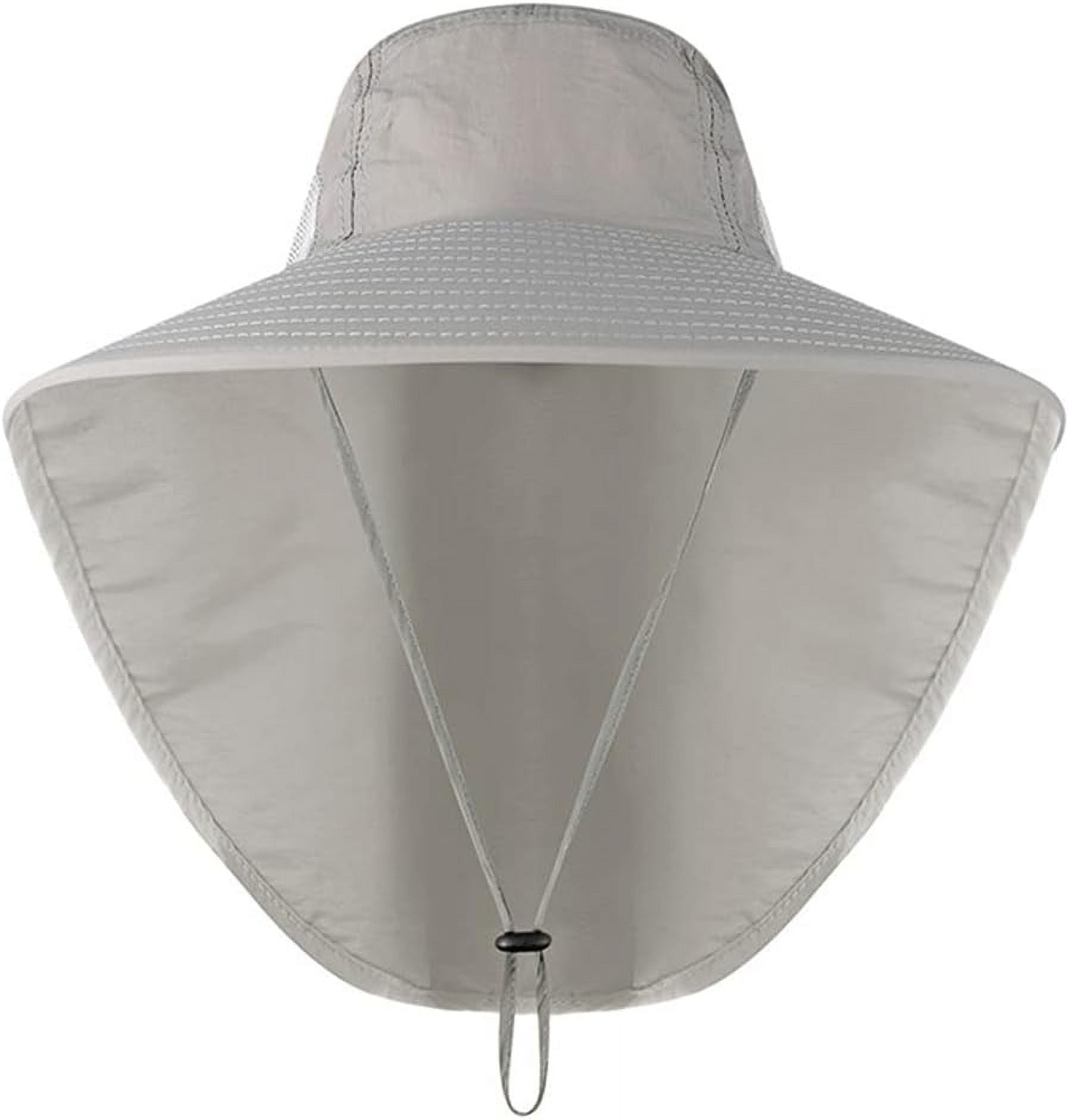Wide Brim Sun Hat with Neck Flap, Adjustable Outdoor 50+UPF Protection ...