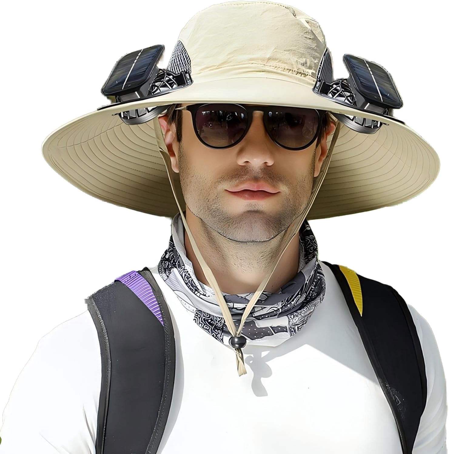 Wide Brim Sun Hat with Solar Fan - Outdoor Solar Fan Hat for Fishing ...