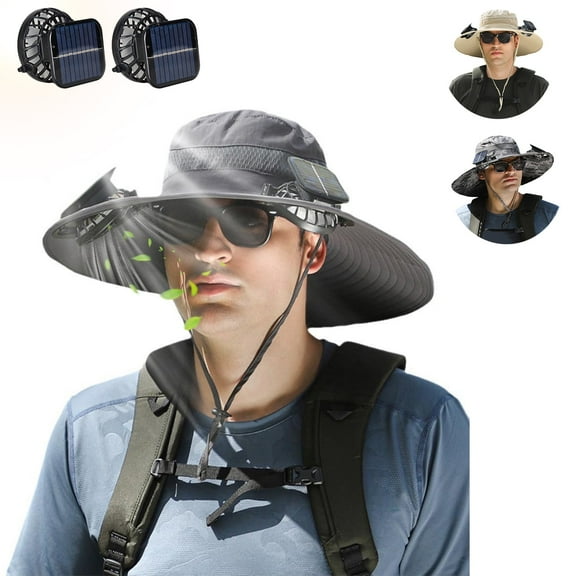 erfcxs Solar Powered Fan Hat for Outdoor Fishing with UPF 50+ Sun and ...