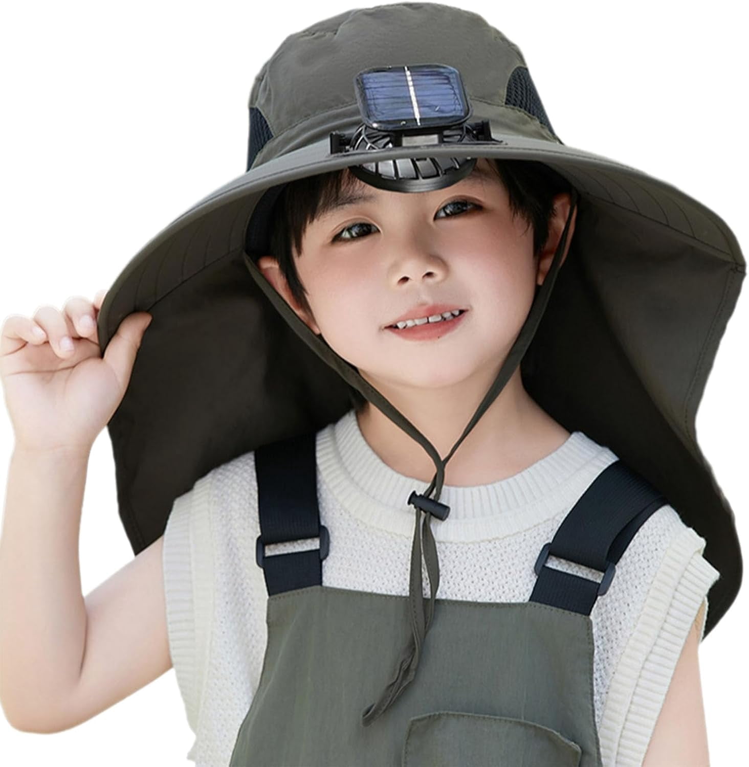 Wide Brim Sun Hat with Solar Fan for Boys,Fishing Hat with Hat-Solar ...