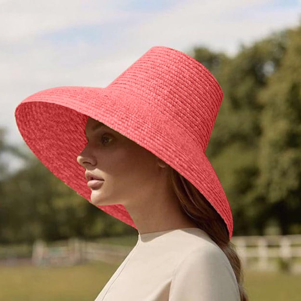 Wide Brim Sun Hat with Wind Lanyard Beach Summer Sun Straw Hat ...