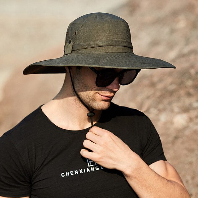 Wide Brim Sunscreen Caps Fashion Men's Outdoor Eye Protection Sunshade ...