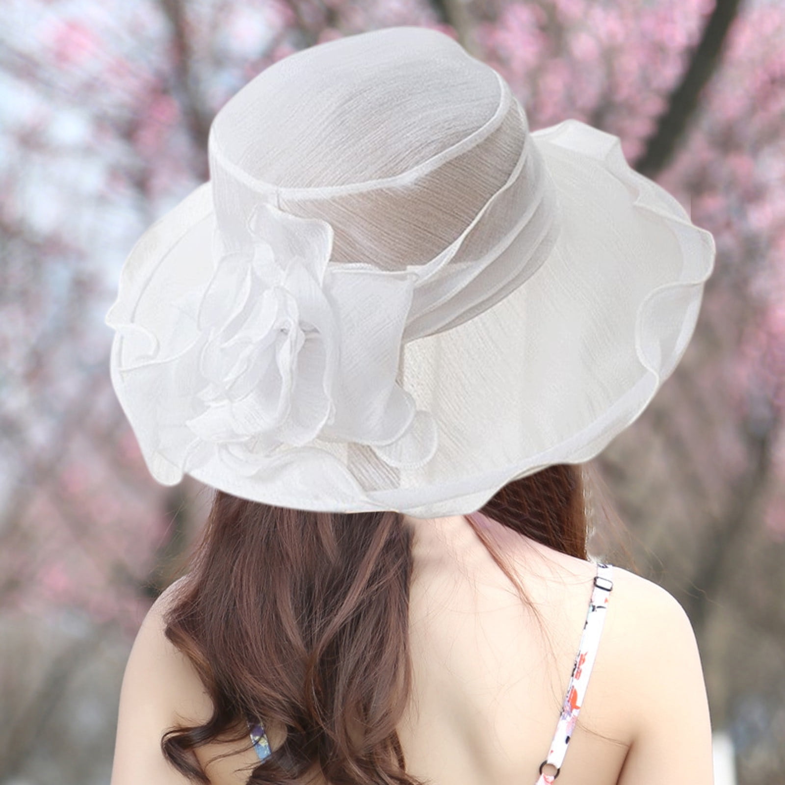 Wide Brim Tea Party Hat for Women – Foldable Sun Hat for Kentucky Derby ...