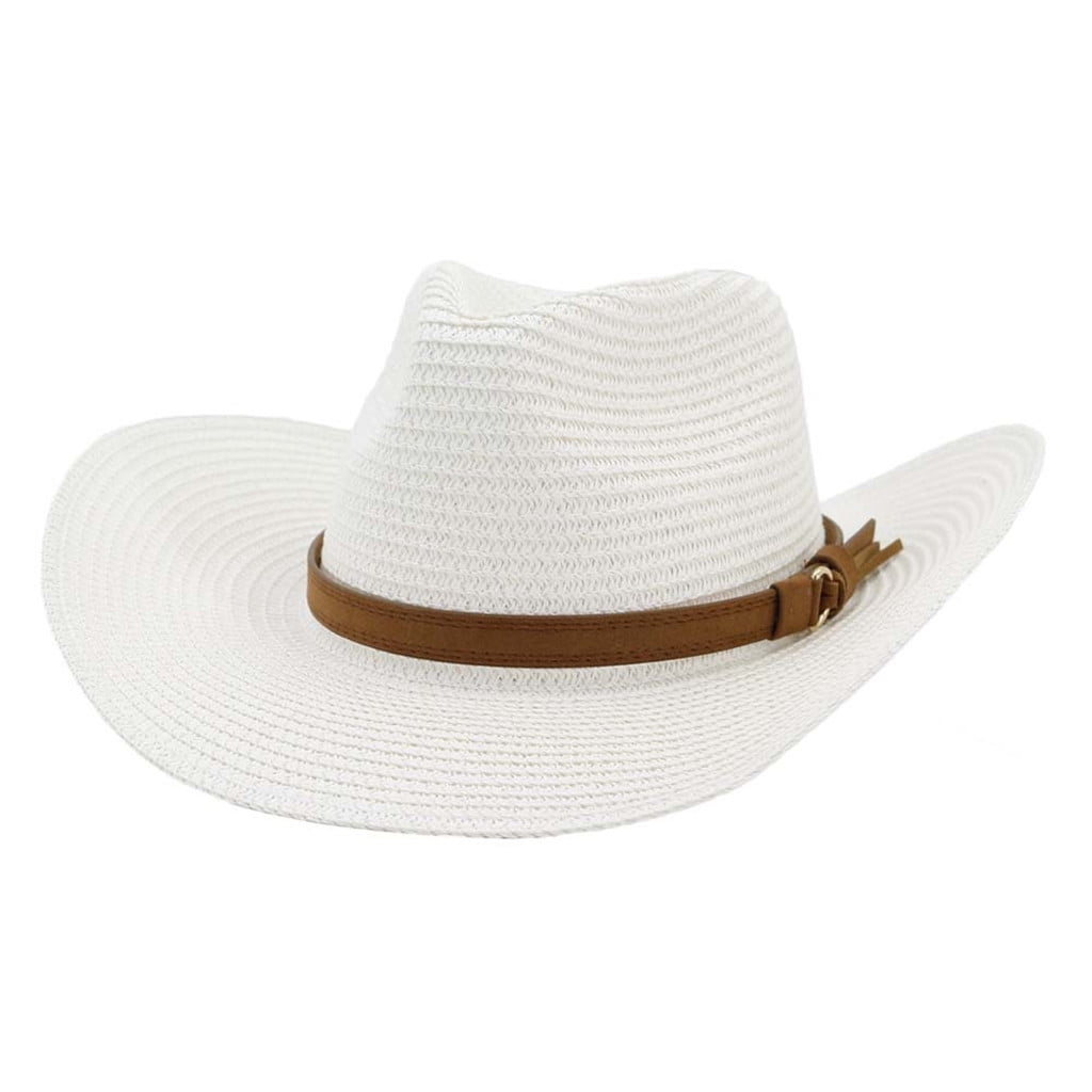 Wide Brim Western Cowboy Hat for Men and Women Beach Straw Baseball Cap ...