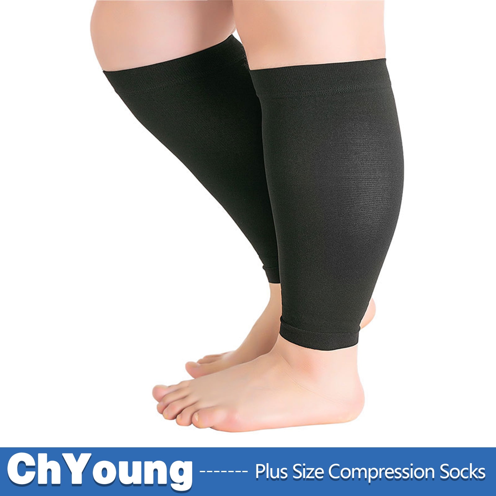 Wide Calf Compression Sleeves for Women Men Plus Size Calf Leg Compression Sleeve Knee-High 20 ...