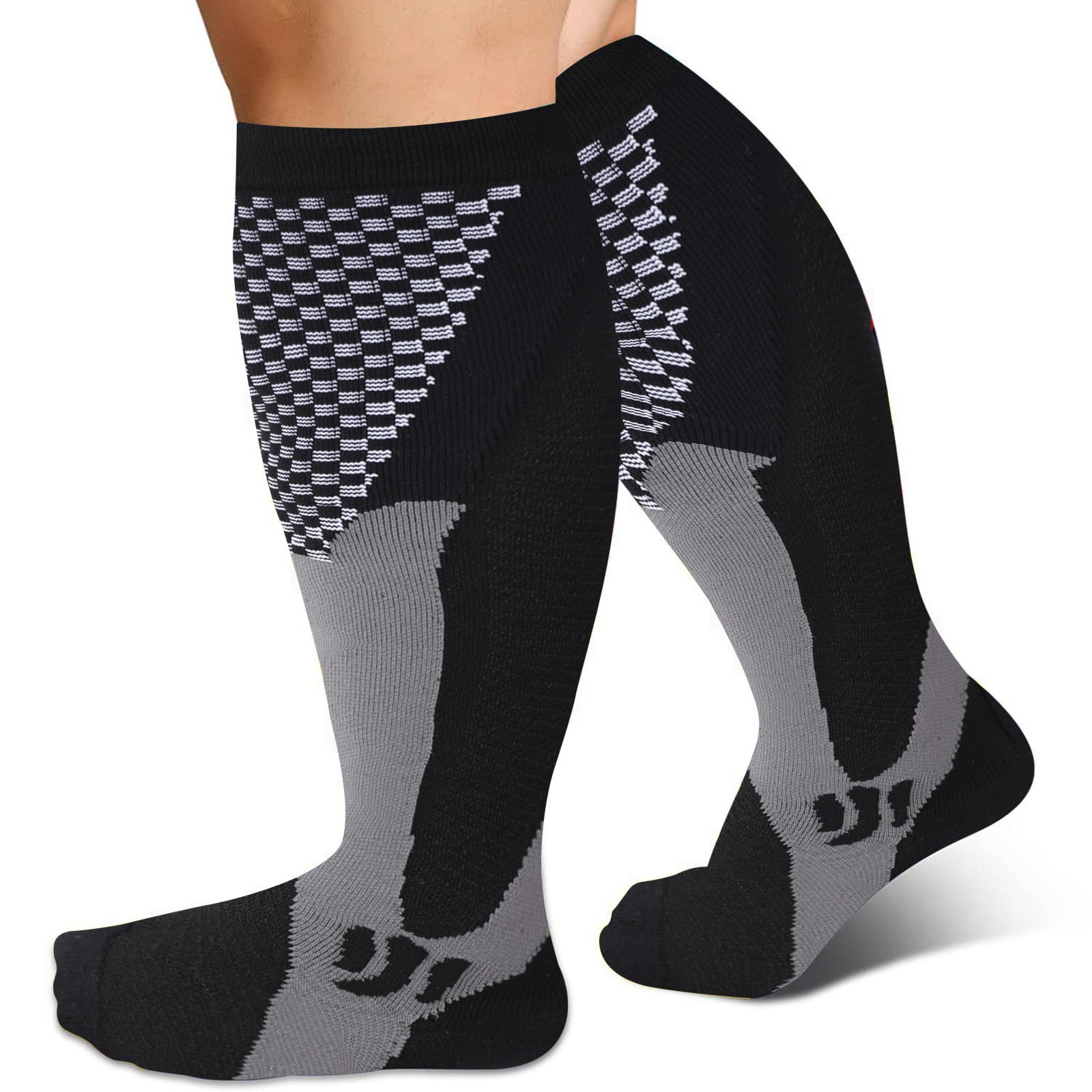 Wide Calf Compression Socks for Men Women 15-25mmHg Extra Large Size ...