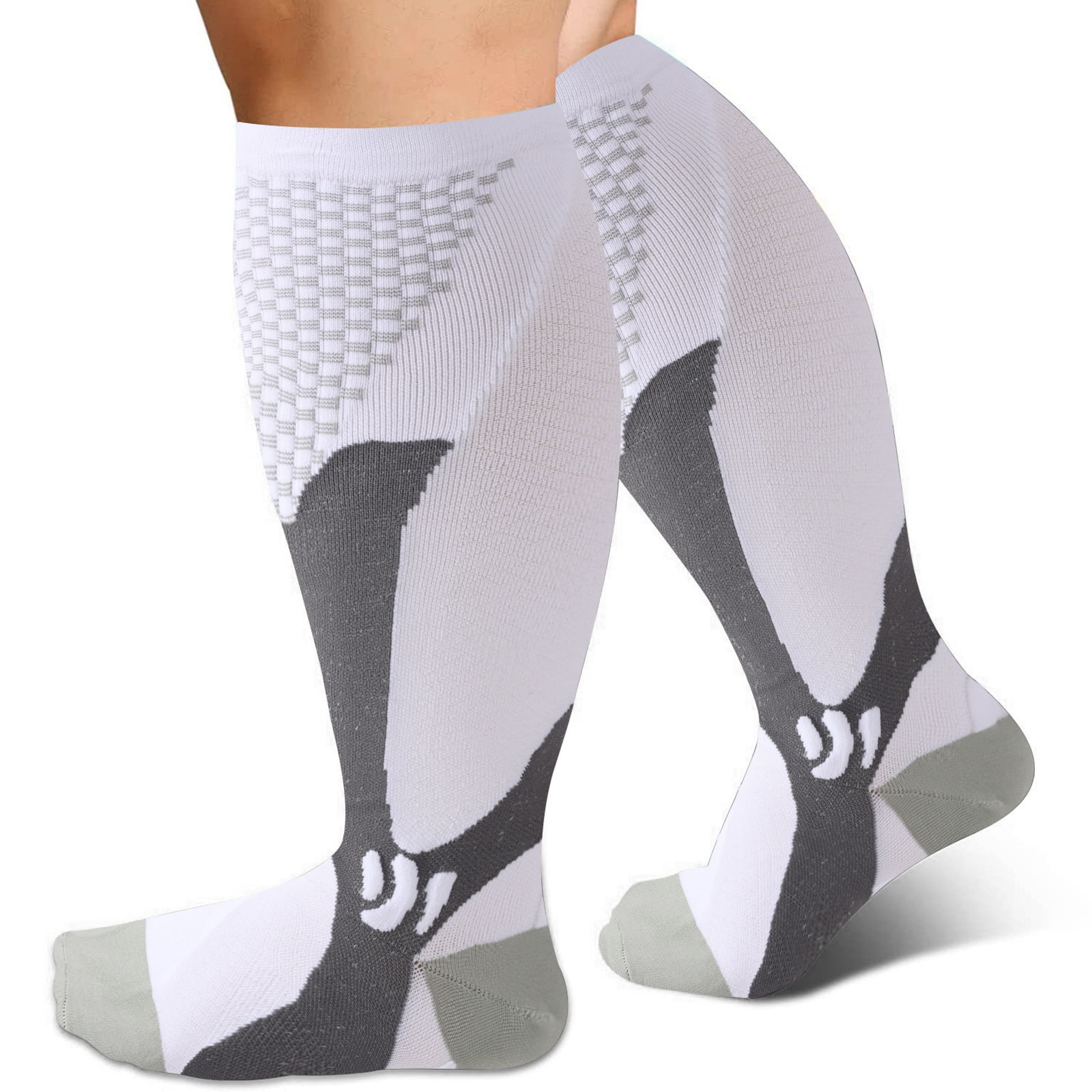 Wide Calf Compression Socks for Men Women 15-25mmHg Extra Large Size ...