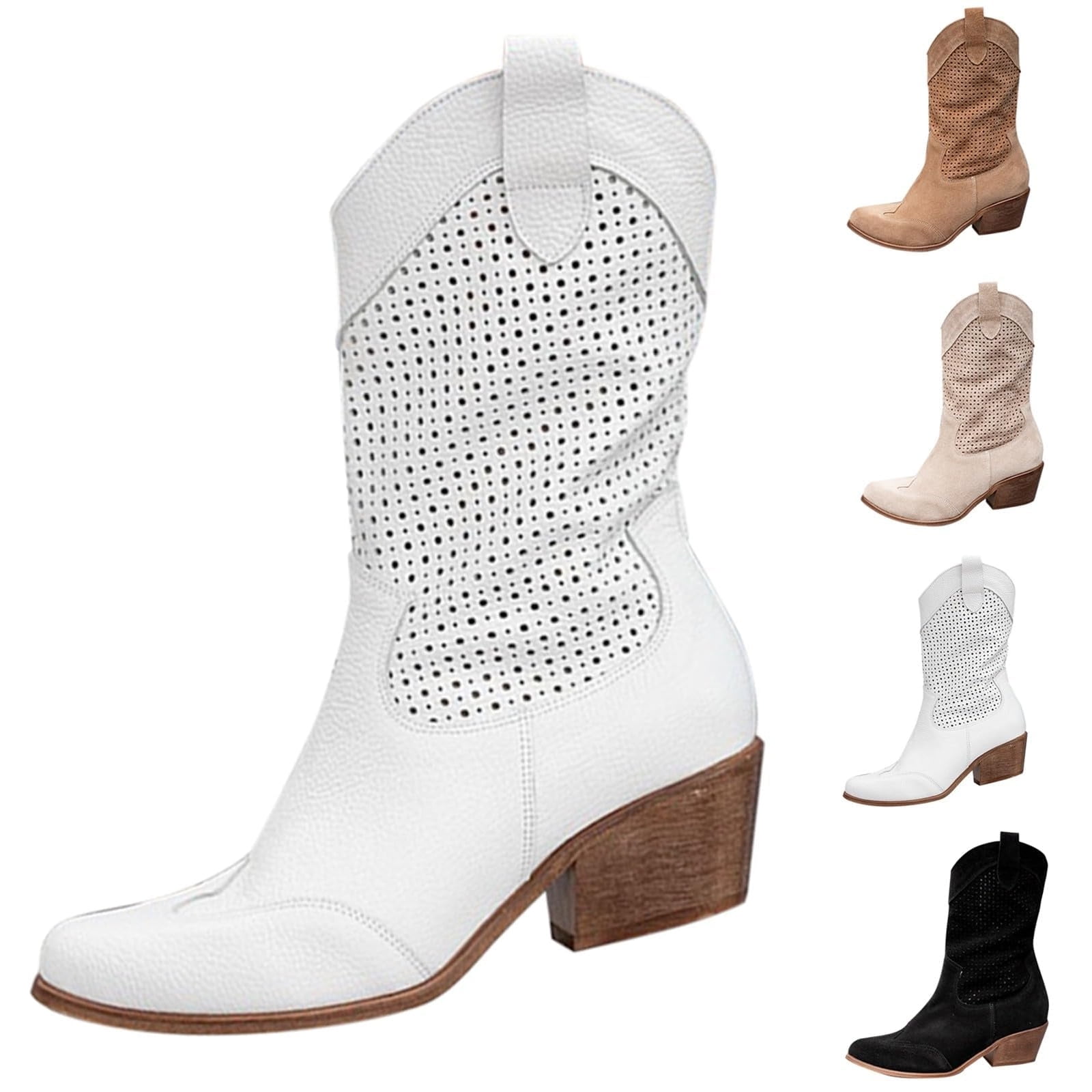 Wide Calf Cowboy Boots for Women Mid Calf Profile Low Heel Support ...