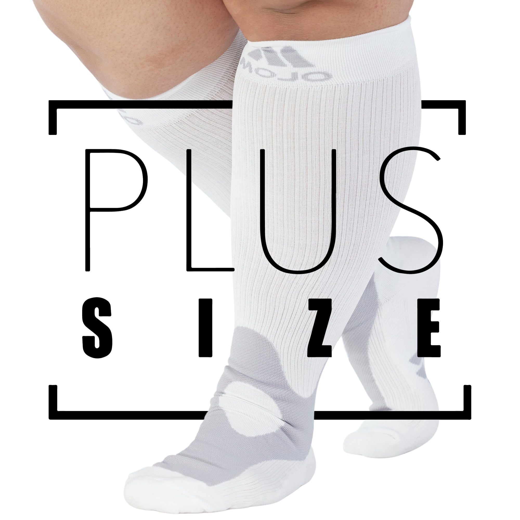 Mojo Medical Stockings - Wide Calf Compression for Men & Women, 20-30mmHg, 4X-Large, White ...