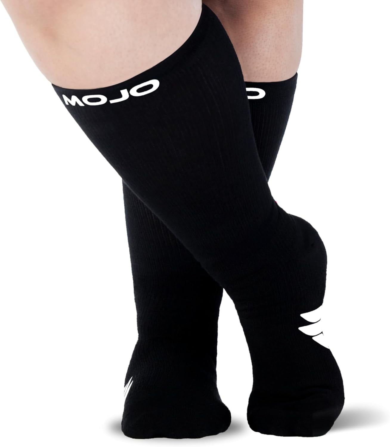 Wide Calf Mojo Unisex Compression Socks 20-30mmHg for Airplane, Black ...
