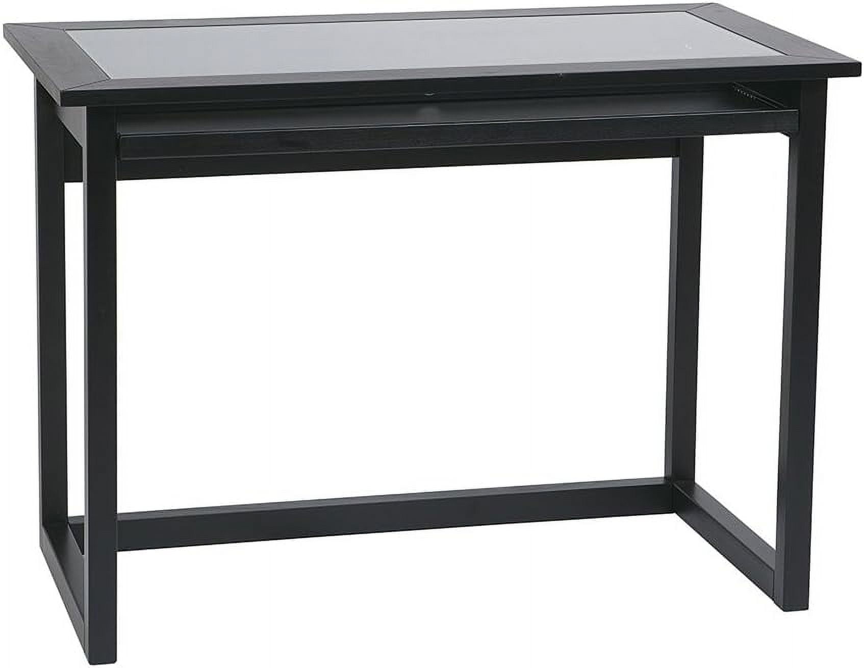 Wide Computer Desk with Pullout Keyboard Tray with Storage Space, Black ...