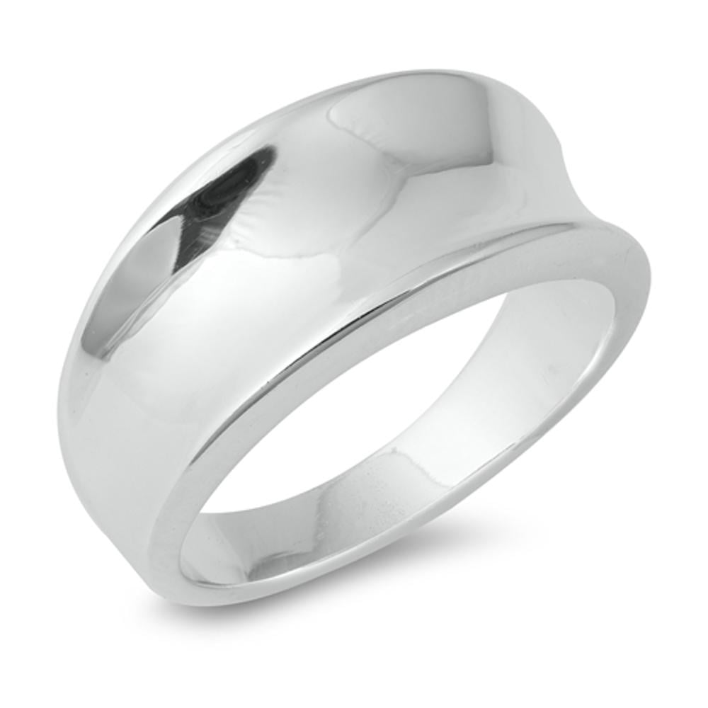 Wide Concave Shiny High Polish Ring .925 Sterling Silver Band Jewelry ...