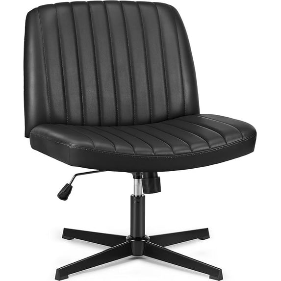 Wide Cross Legged Office Desk Vanity Chair Comfy Fabric Armless ...