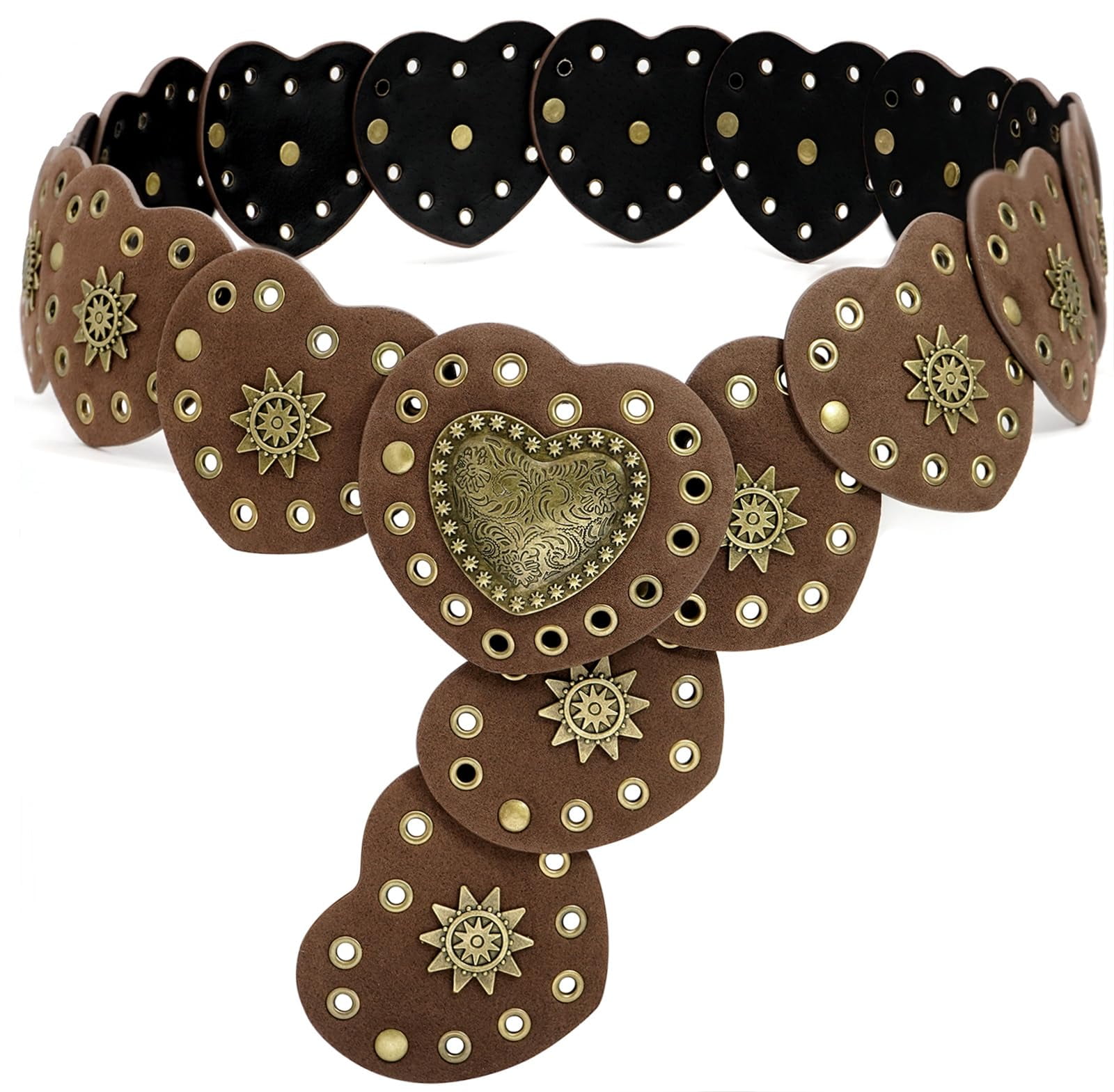 Wide Disc Belt for Women Vintage Hollow Boho Leather Belt Western ...