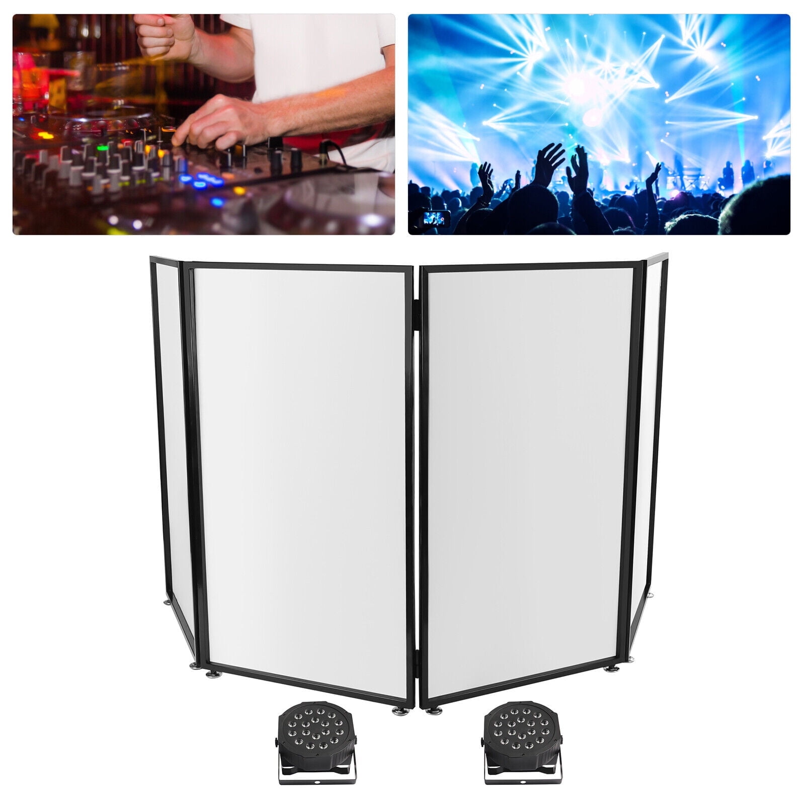 Wide Dj Event Facade Metal White/Black Scrim Booth+2 Par Lights W ...